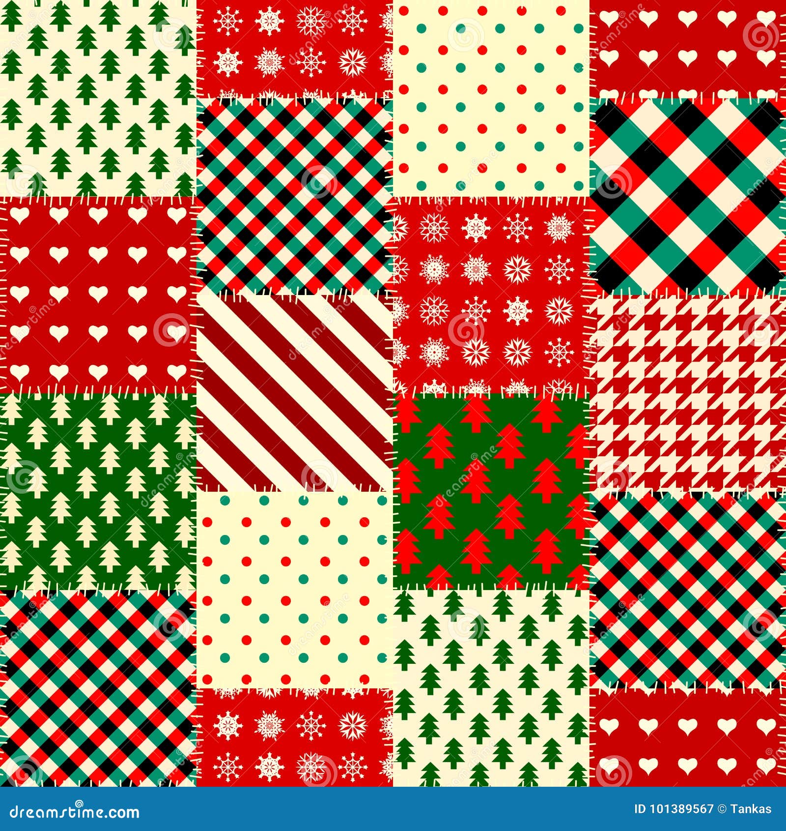 Seamless Christmas Background in Patchwork Style Stock Vector ...