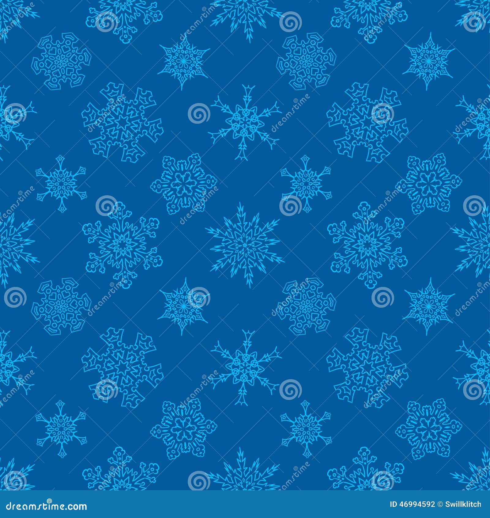 Seamless Christmas Blue Pattern with Drawn Stock Vector - Illustration ...