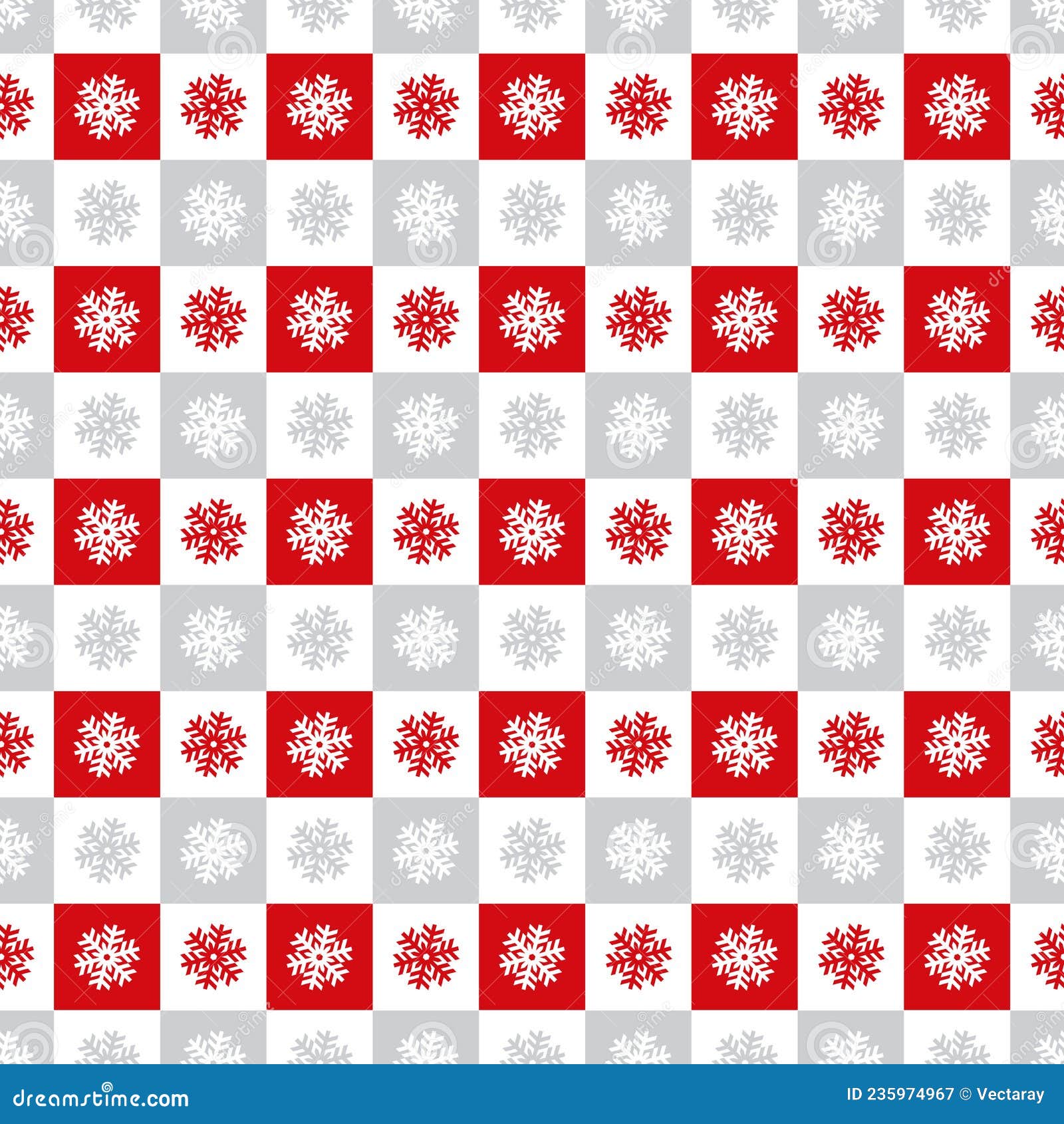 Seamless Christmas Snowflake Checkered Pattern Background Stock Vector ...