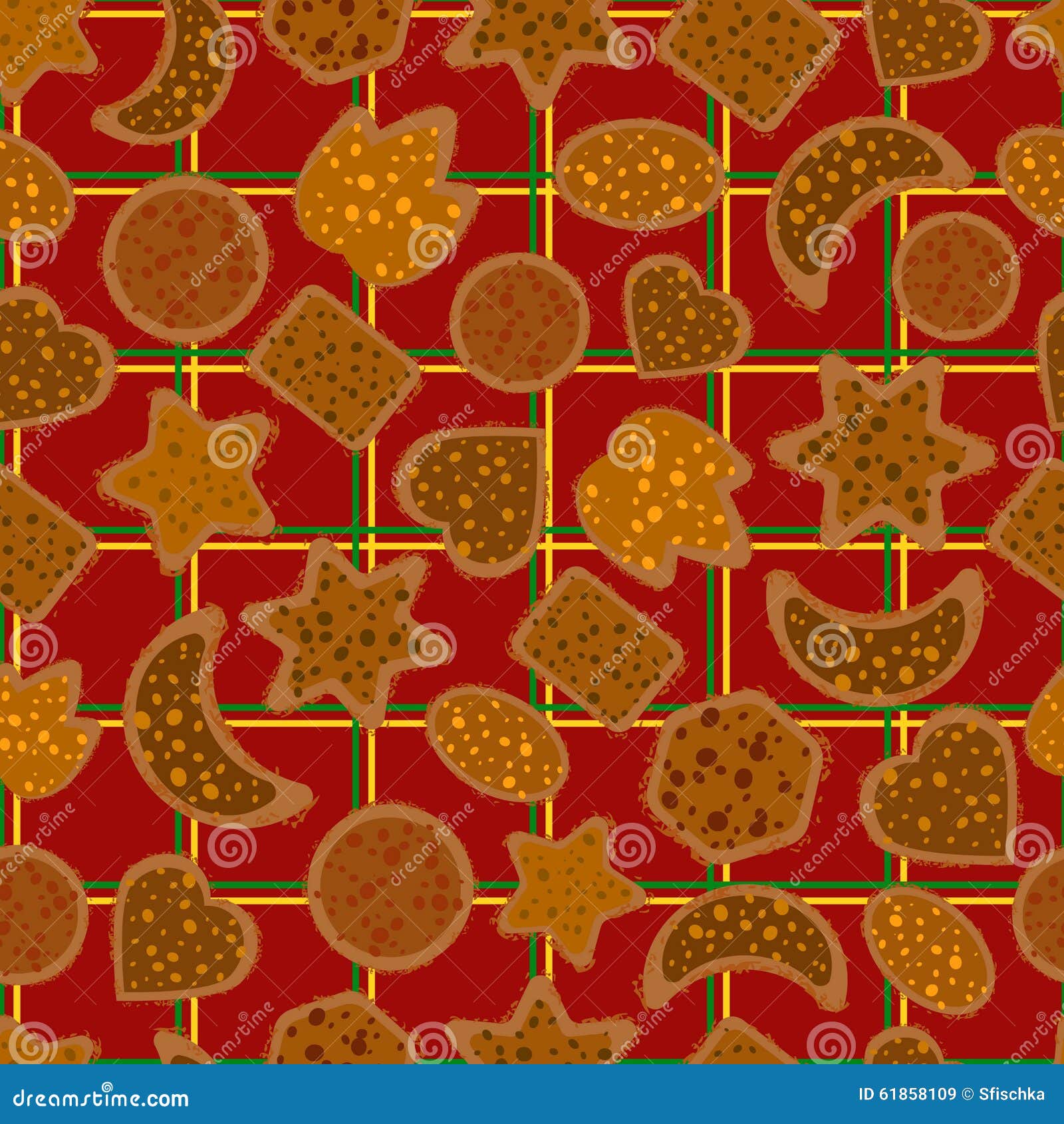 Seamless Christmas Cookies on a Plaid Stock Vector - Illustration of ...
