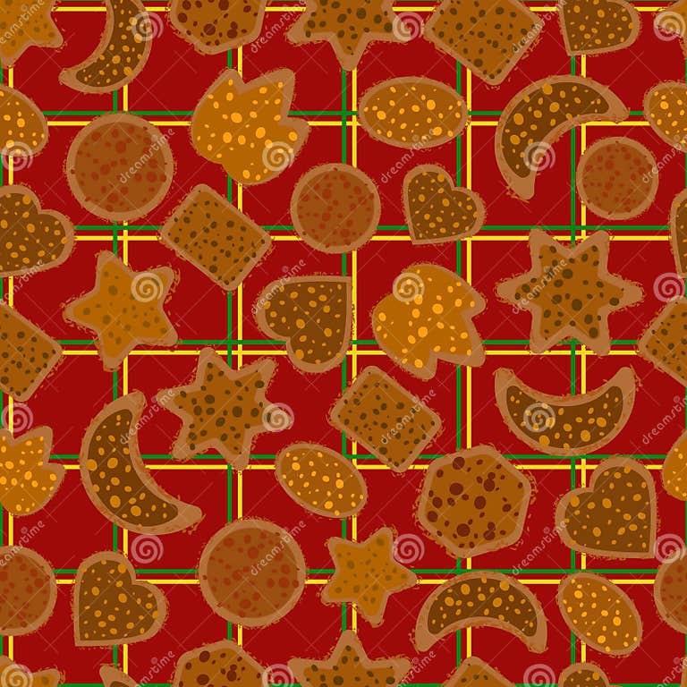 Seamless Christmas Cookies on a Plaid Stock Vector - Illustration of ...