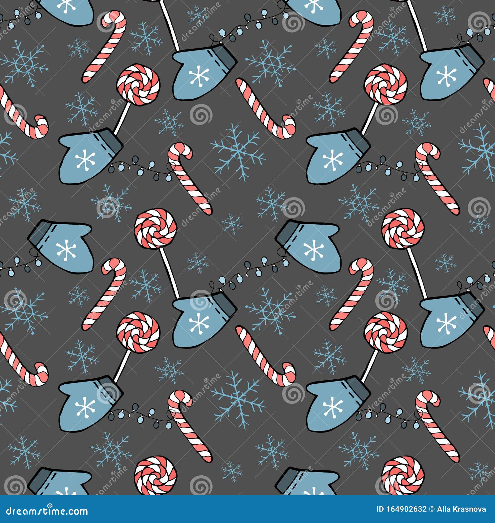 Seamless Christmas And Happy New Year Pattern With Lollipops Candy