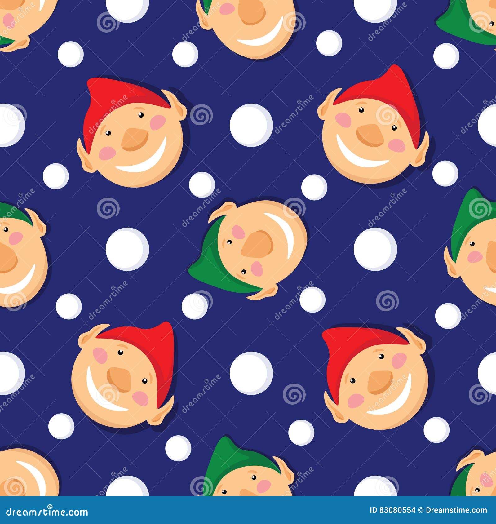 Seamless Christmas Pattern with Elves and Snowflakes Stock Vector ...