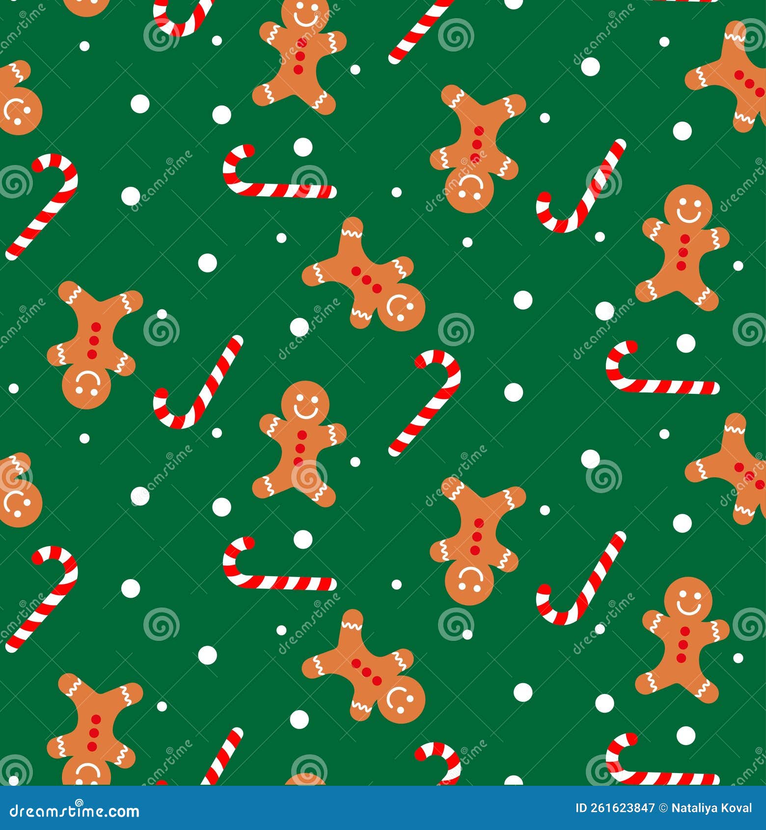 Seamless Christmas Pattern With Gingerbread Man Santa Claus Christmas