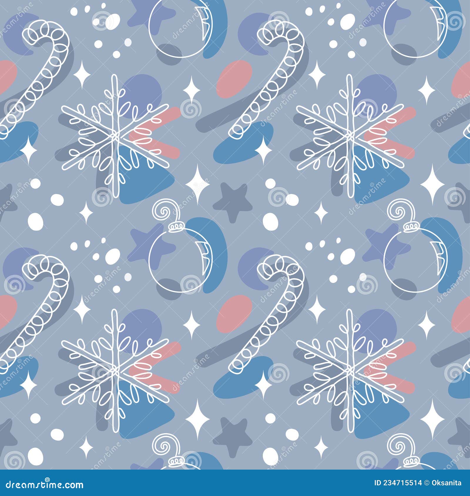 Seamless Christmas Pattern in a Linear Style. Stock Vector ...