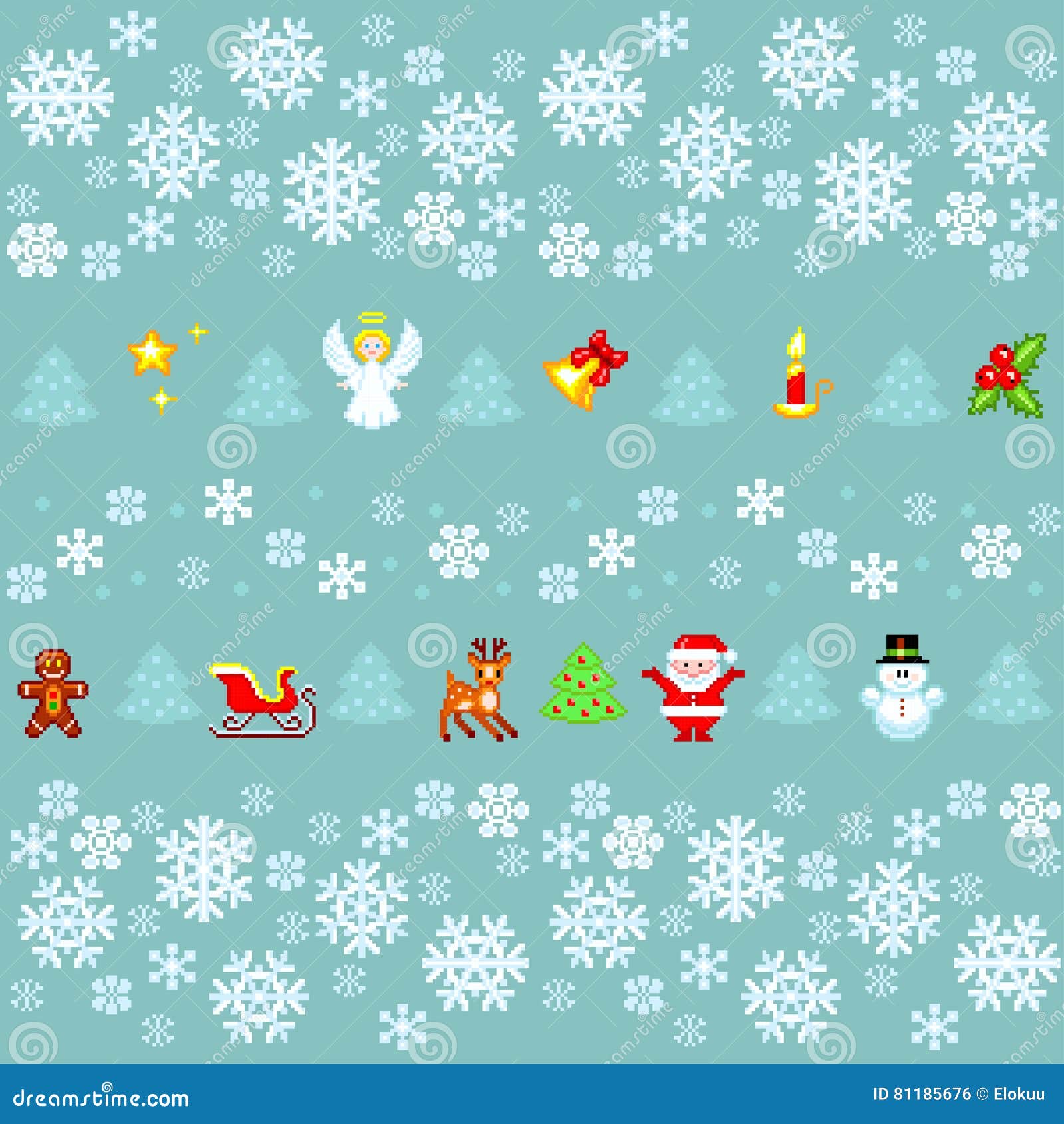 Seamless Christmas Pattern in Pixel-Art Style Stock Vector ...