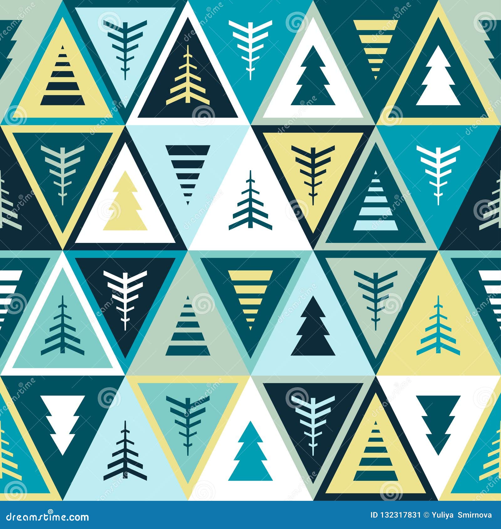 Geometric Christmas Ornament with Christmas Trees. Stock Vector ...