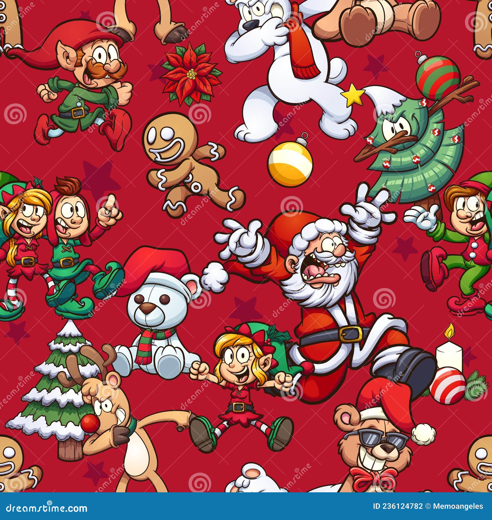 Christmas Themed Seamless Pattern. Stock Vector - Illustration of santa ...