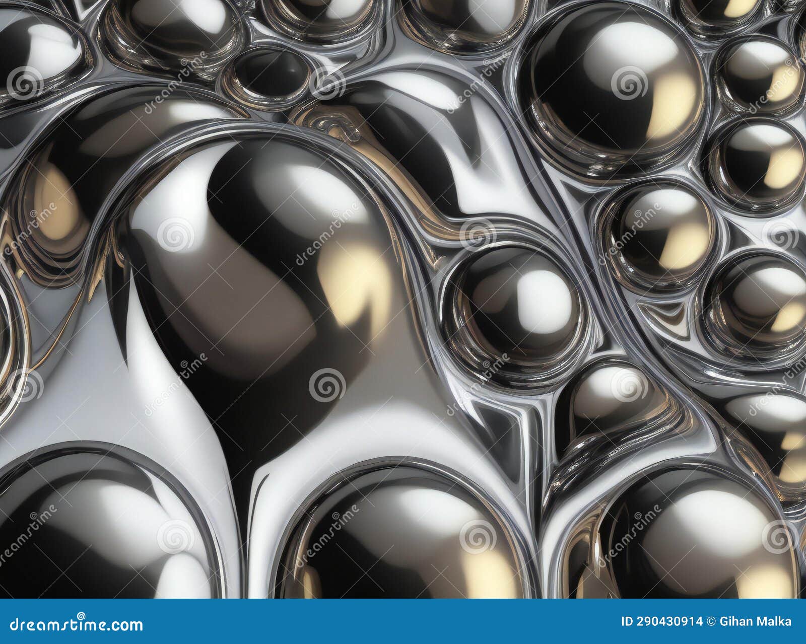 Seamless Chrome or Mercury Liquid Metallic Pattern Bubble Pattern Stock ...