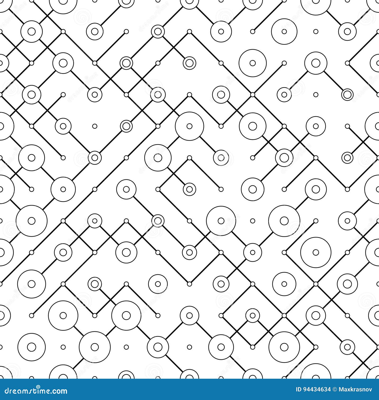 Seamless Circle and Line Pattern Stock Vector - Illustration of design ...
