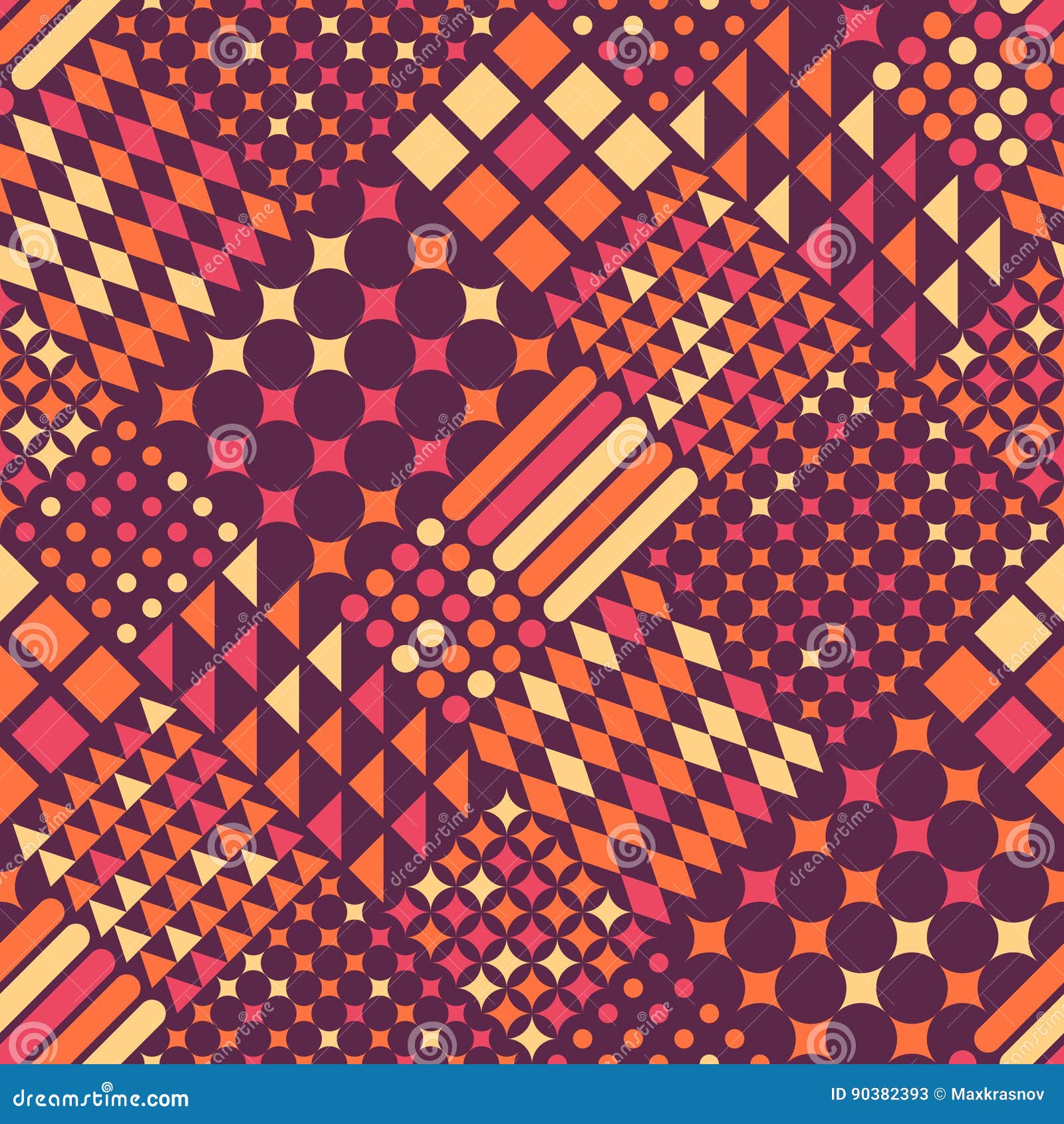 Seamless Circle and Square Pattern Stock Vector - Illustration of print ...