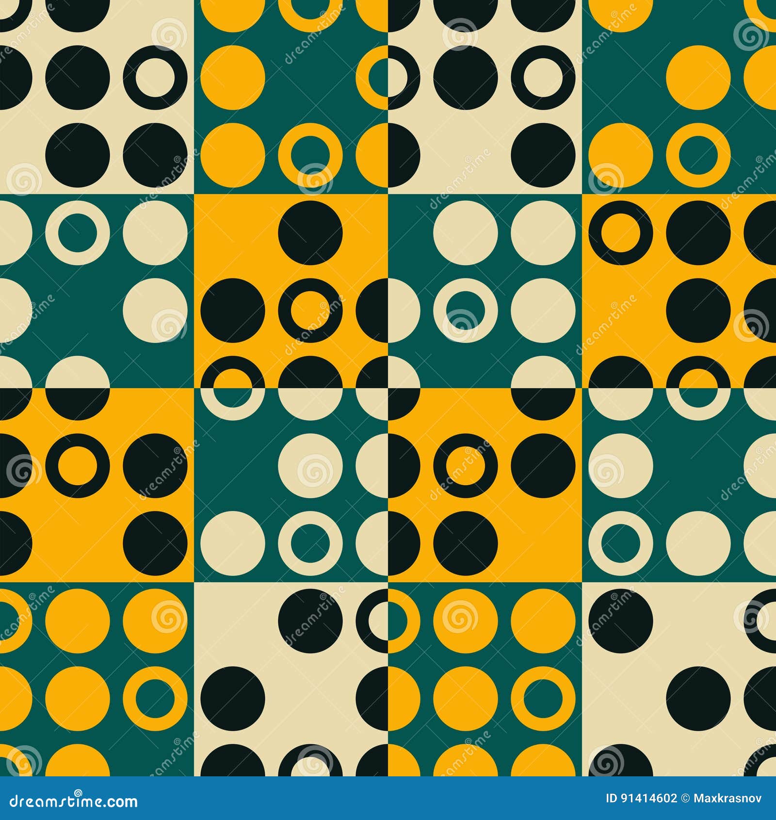 Seamless Circle and Square Pattern Stock Vector - Illustration of grid ...