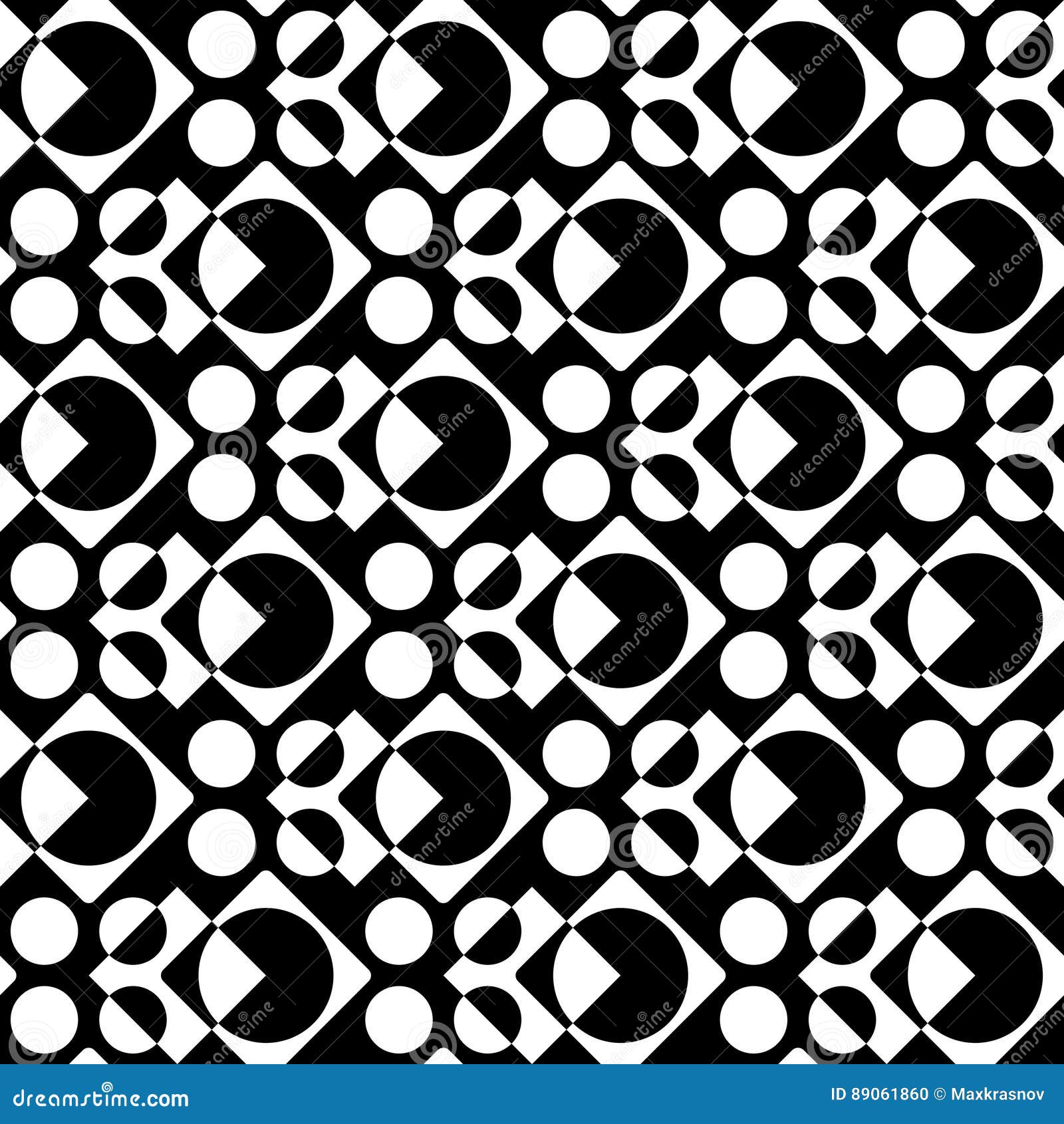 Seamless Circle and Square Pattern Stock Vector - Illustration of black ...