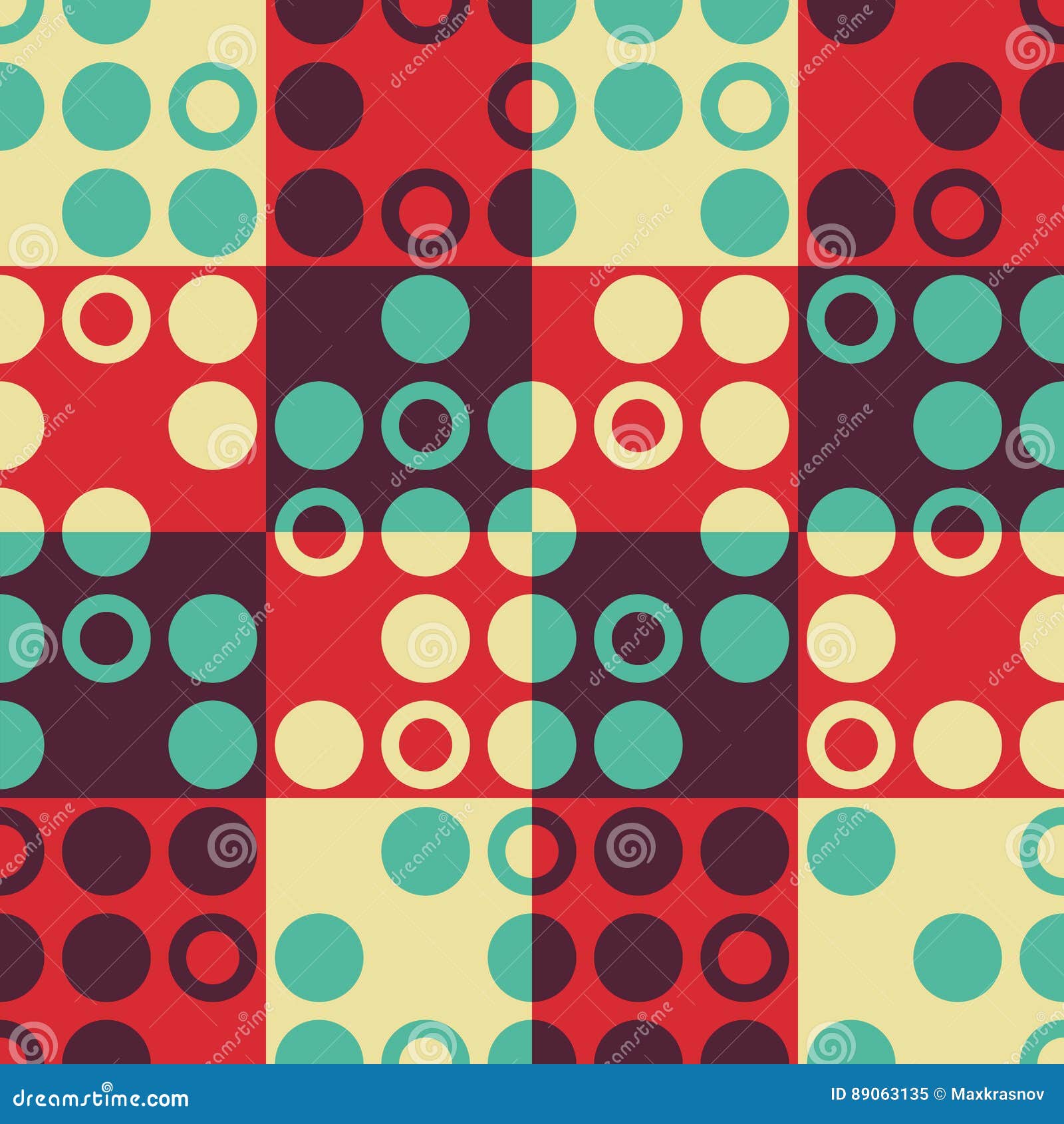 Seamless Circle and Square Pattern Stock Vector - Illustration of retro ...