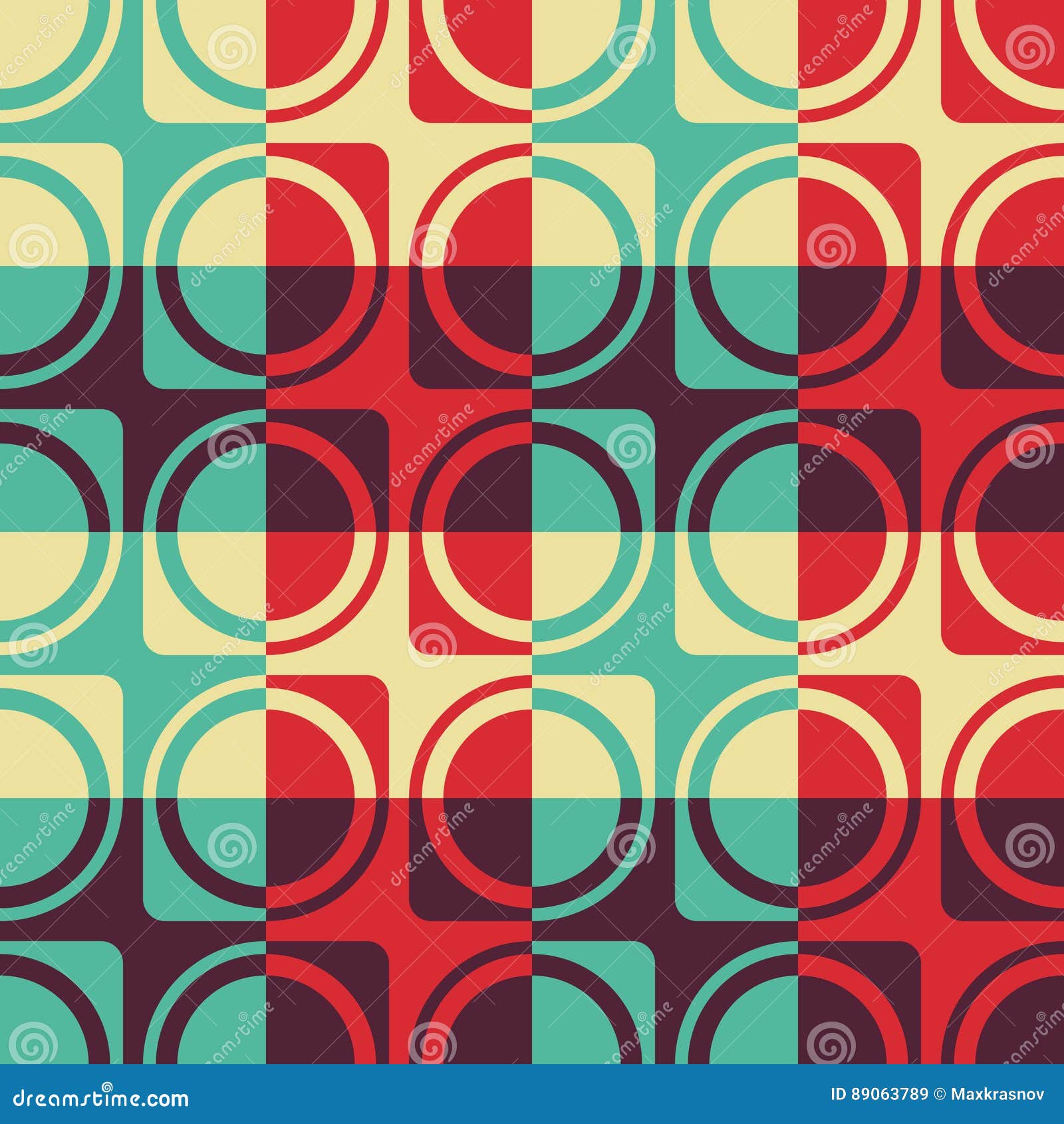 Seamless Circle and Square Pattern Stock Vector - Illustration of print ...
