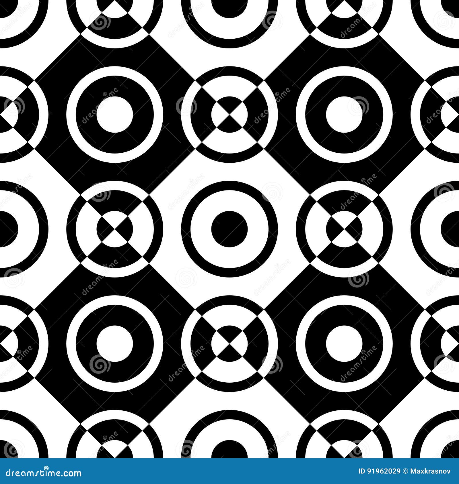 Seamless Circle and Square Pattern Stock Vector - Illustration of ring ...