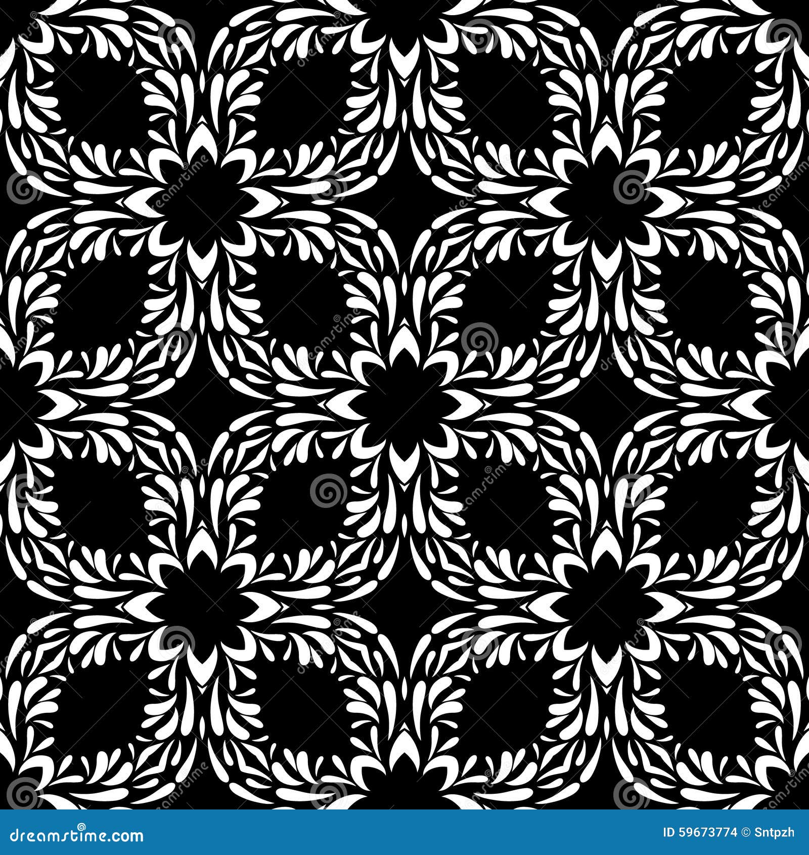 Seamless Circle Vintage Flower Pattern Stock Vector - Illustration of ...