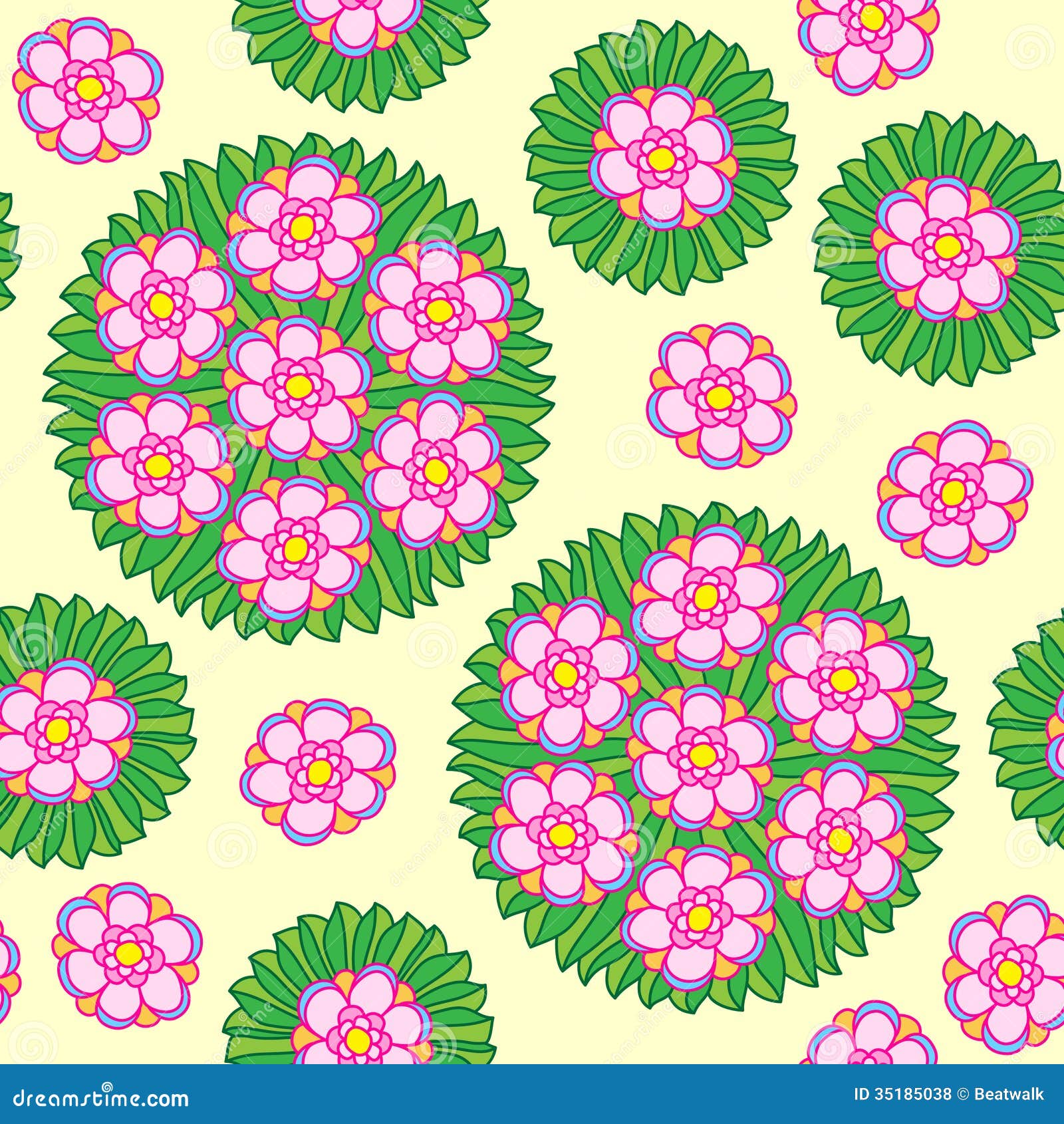 Seamless Circular Floral Pattern Stock Vector - Illustration of color ...