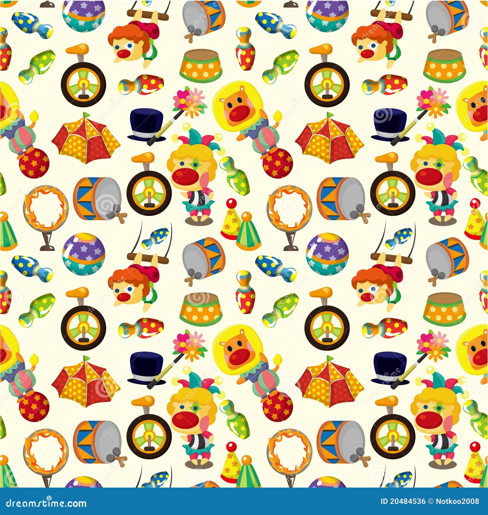 Seamless Circus Silhouette Pattern In Pink. Circus With Elements ...