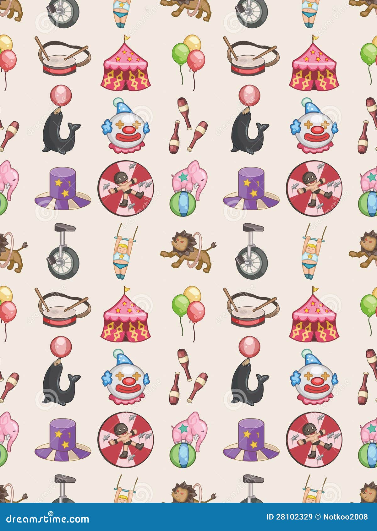 Seamless Circus Silhouette Pattern On Blue Background. Circus With ...