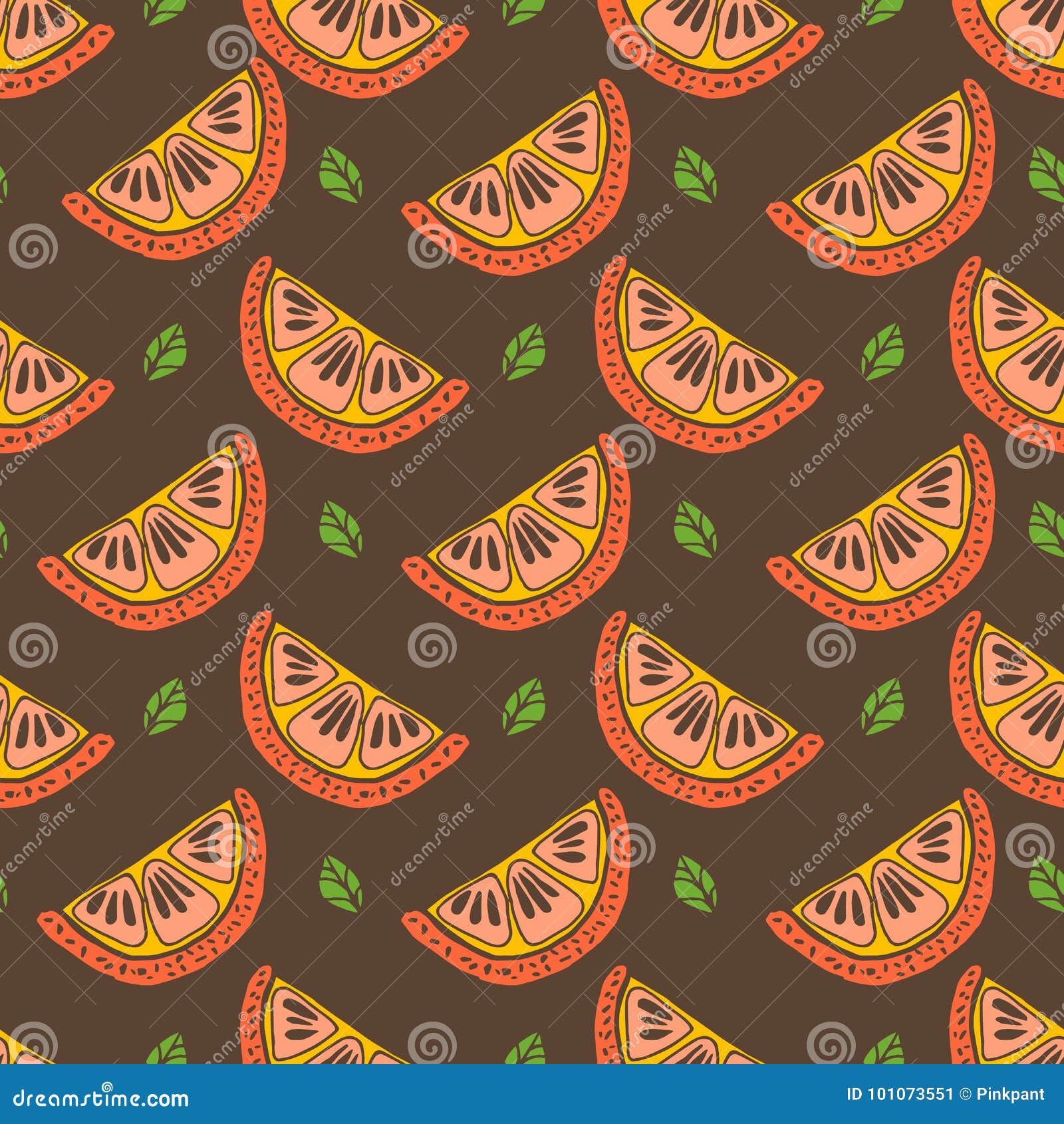 Seamless Citrus Pattern. Fruit Pattern Hand Draw. Stock Vector ...