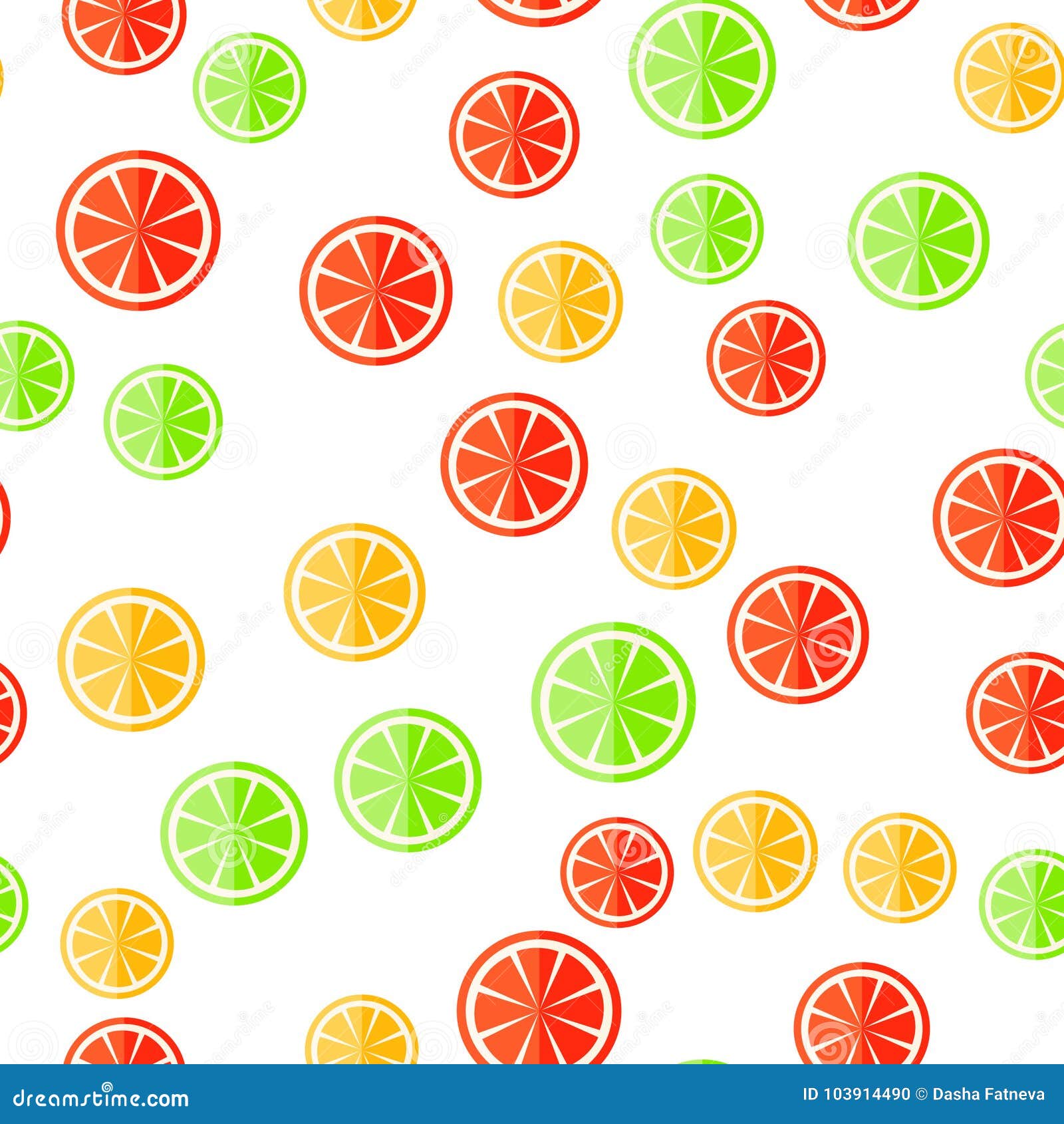 Seamless Citrus Pattern. Sliced Fruit on a White Stock Vector ...
