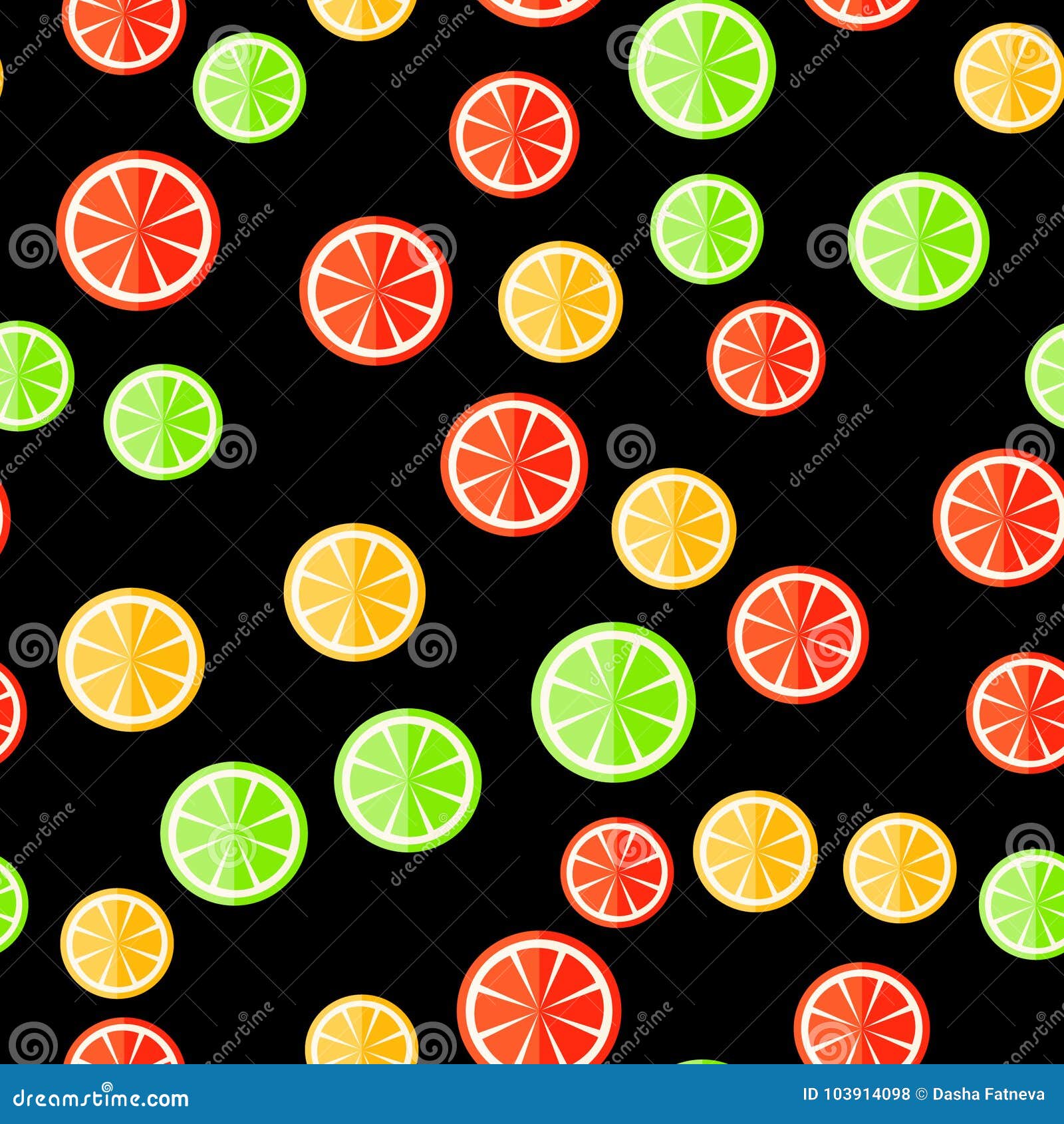 Seamless Citrus Pattern. Sliced Fruits Stock Vector - Illustration of ...