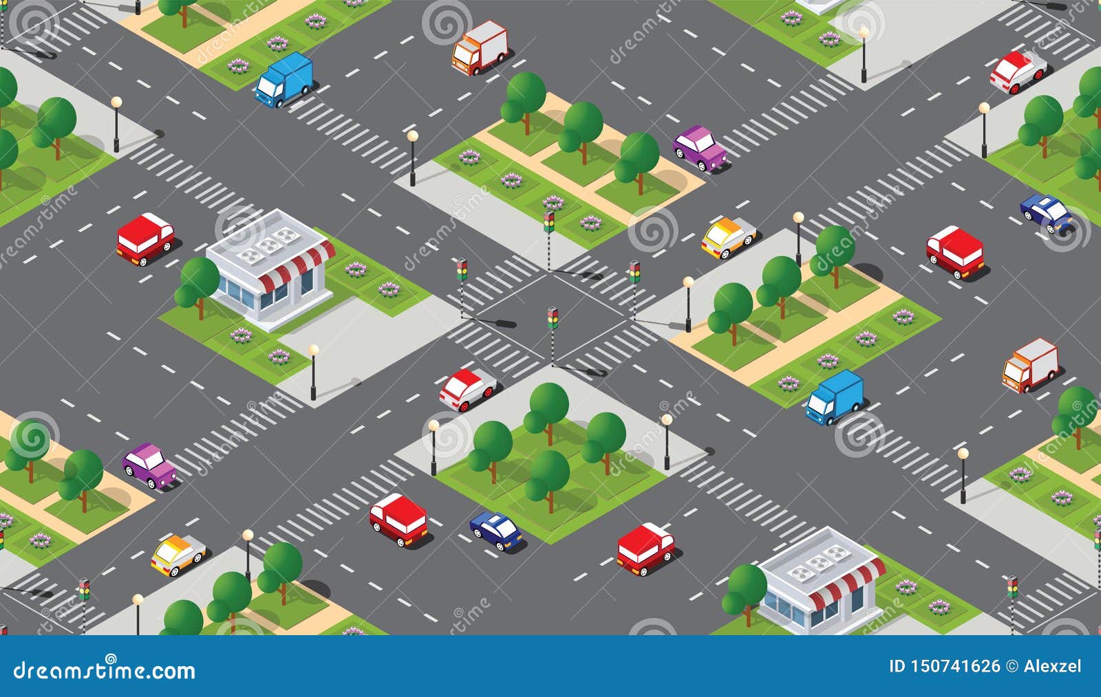 Seamless city map pattern stock vector. Illustration of isometric ...