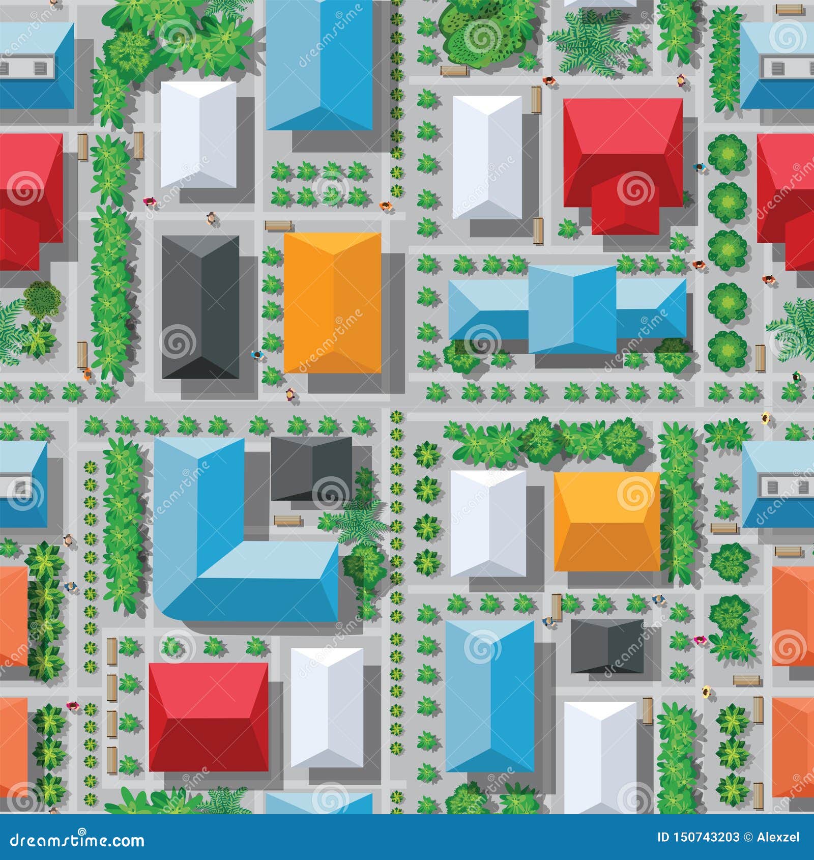 Seamless city map pattern. stock vector. Illustration of green - 150743203