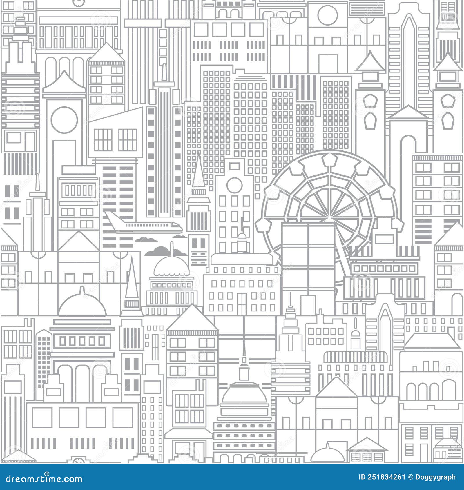 Seamless City Pattern, Vector Illustration Stock Vector - Illustration ...