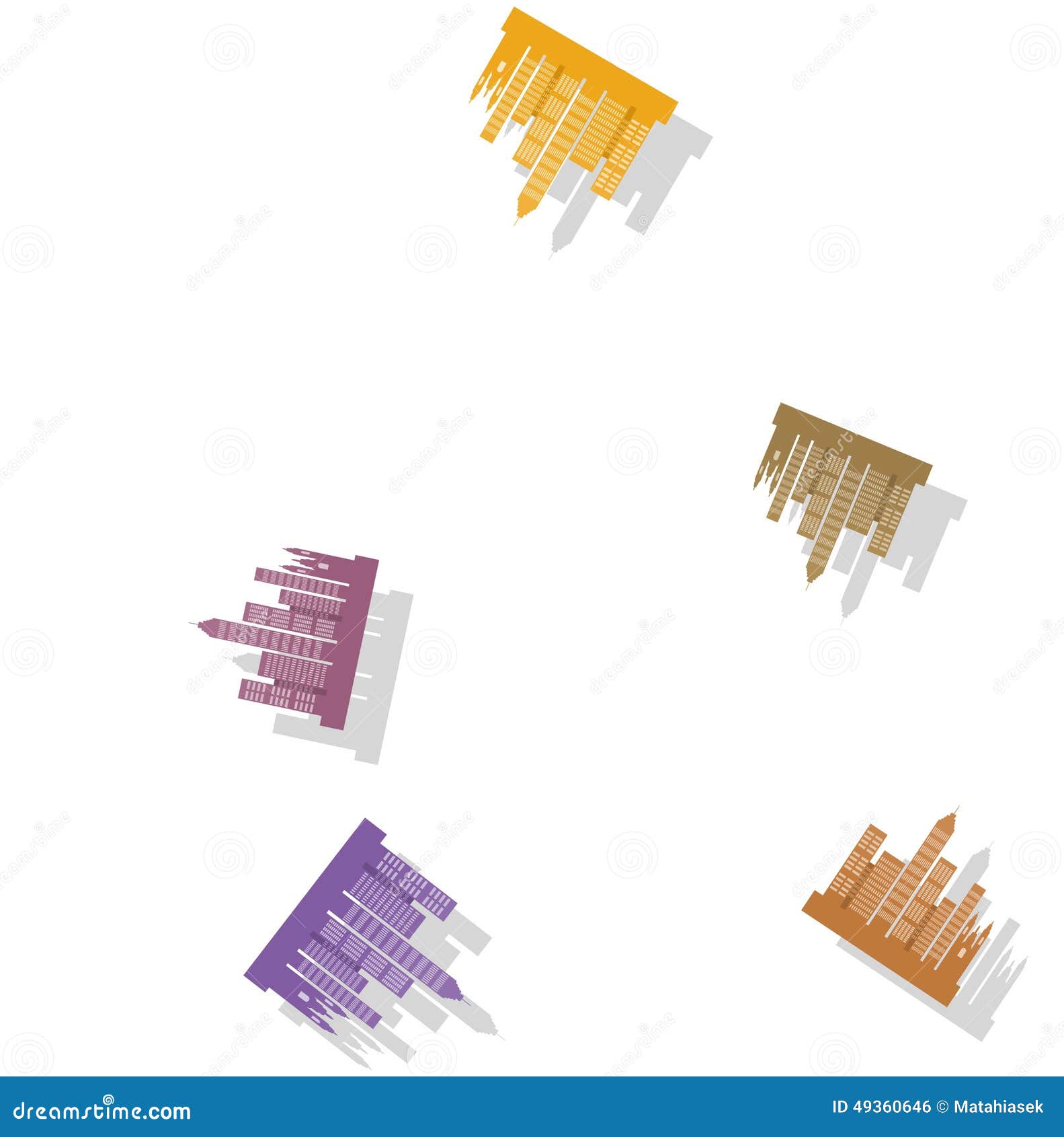 Seamless City Skyline Pattern on White Background Stock Illustration ...