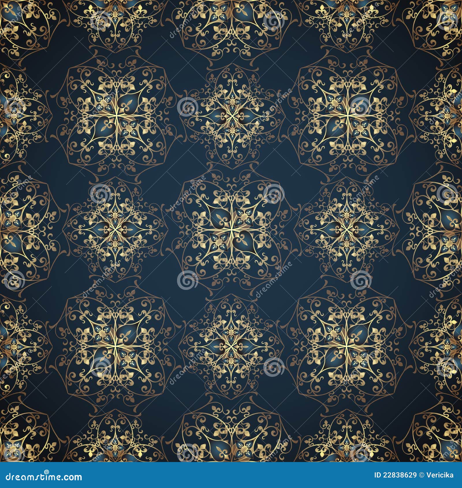 Seamless with Classic Gold Floral Patter Stock Vector - Illustration of ...