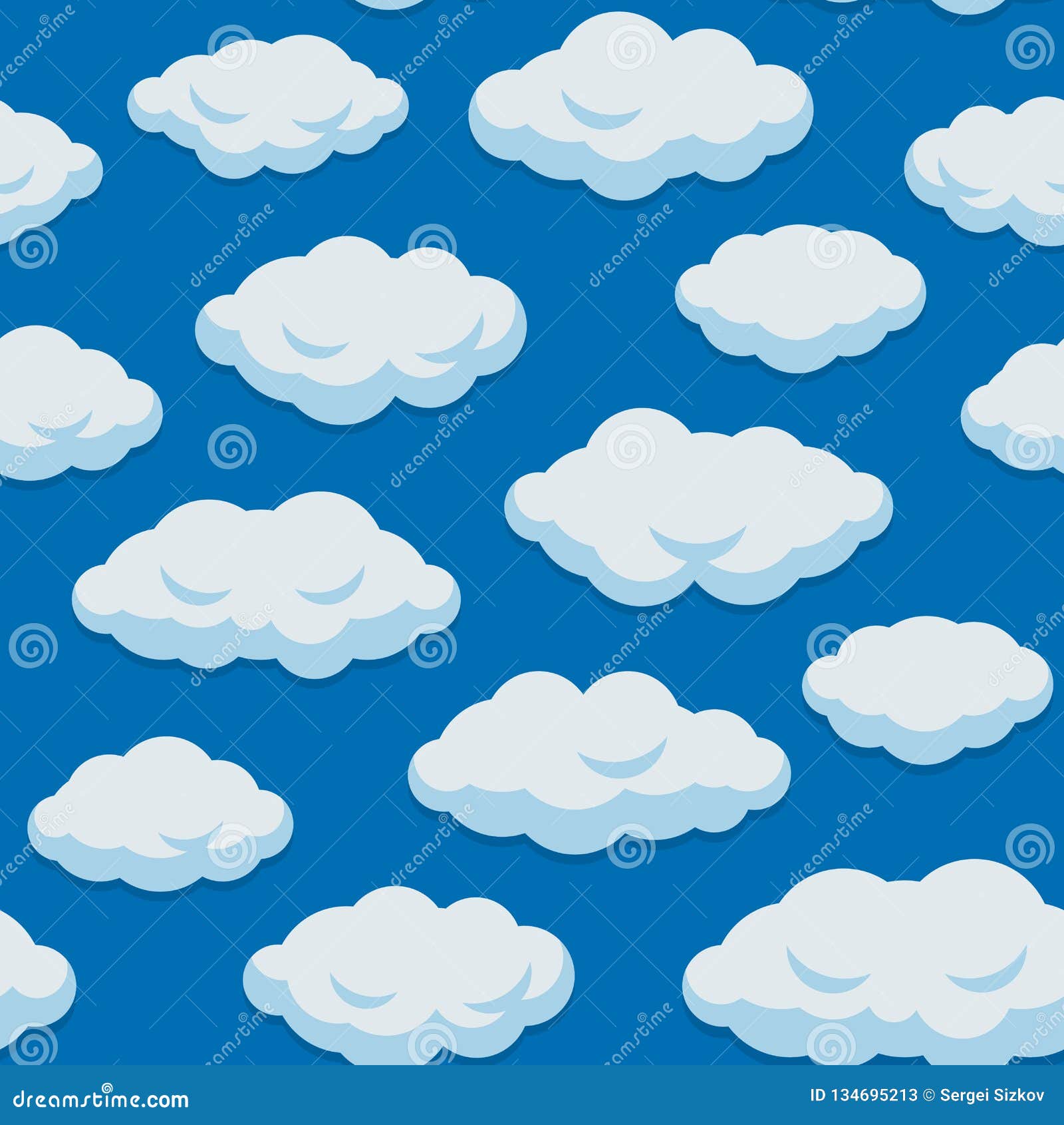 Seamless Cloud Pattern with Blue Sky Background. Vector Stock Vector ...