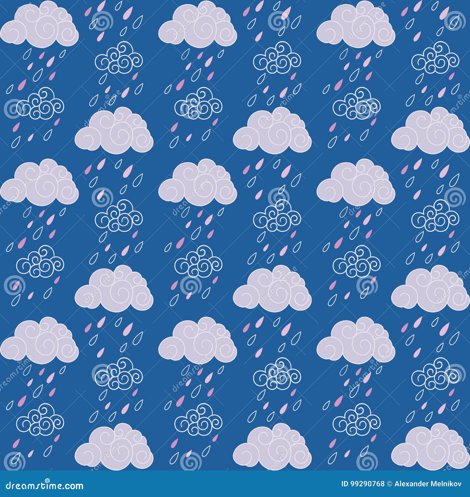 Seamless Clouds and Rain Pattern Stock Vector - Illustration of ...