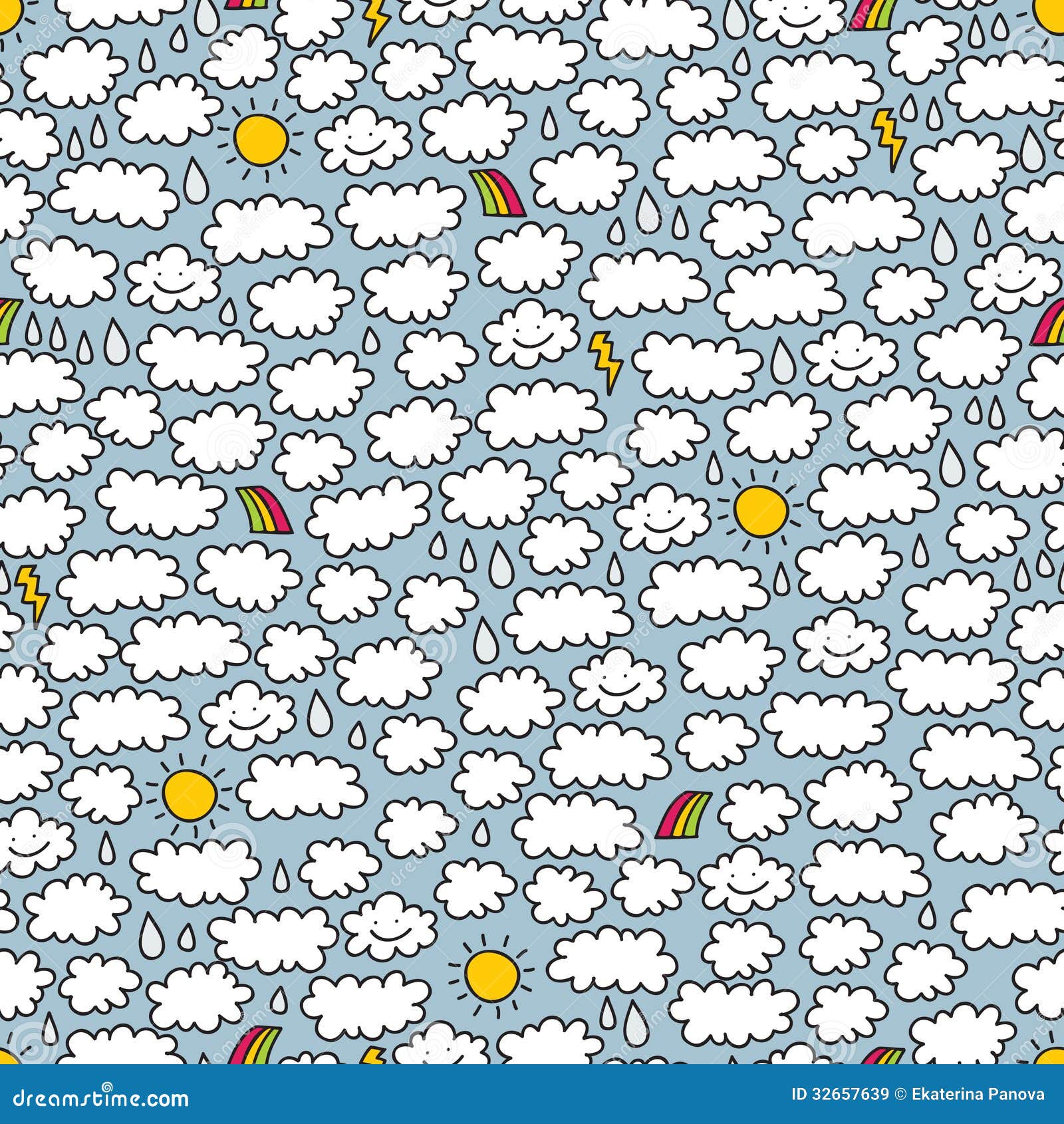 Seamless Clouds and Rain Pattern. Stock Vector - Illustration of clear ...