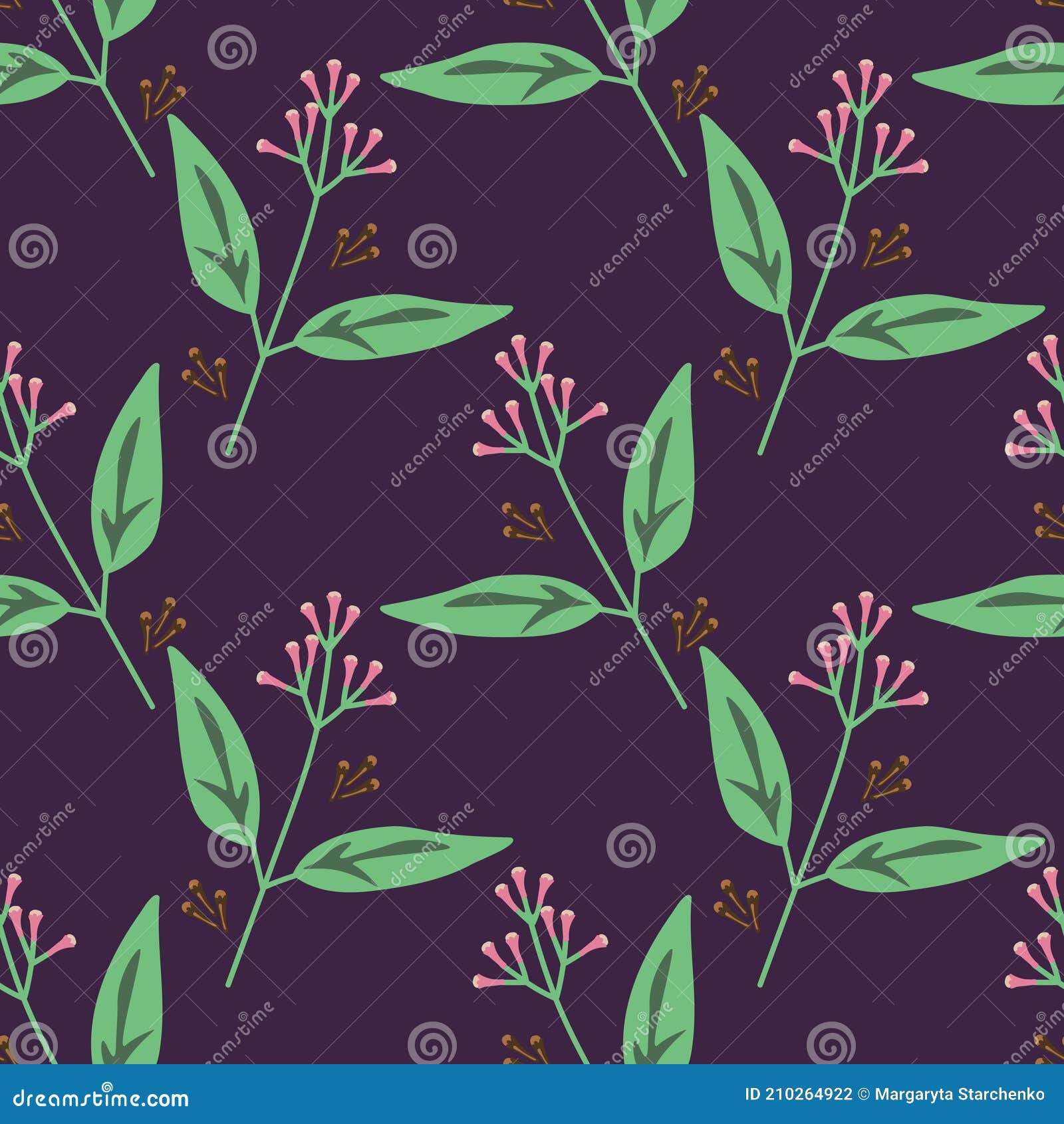 Seamless clove pattern stock vector. Illustration of decorative - 210264922