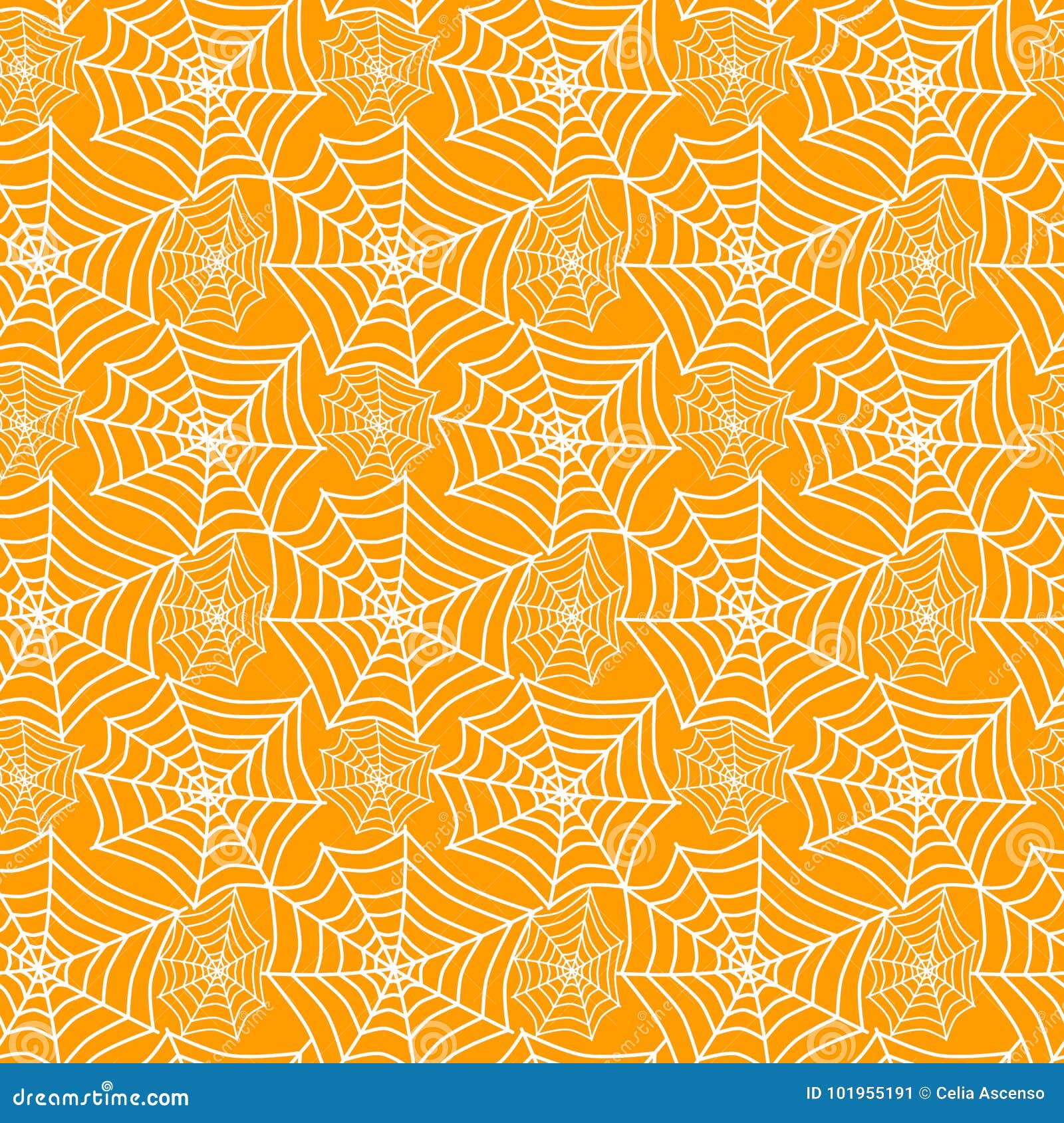 Seamless Cobwebs on Orange Background Stock Illustration - Illustration ...