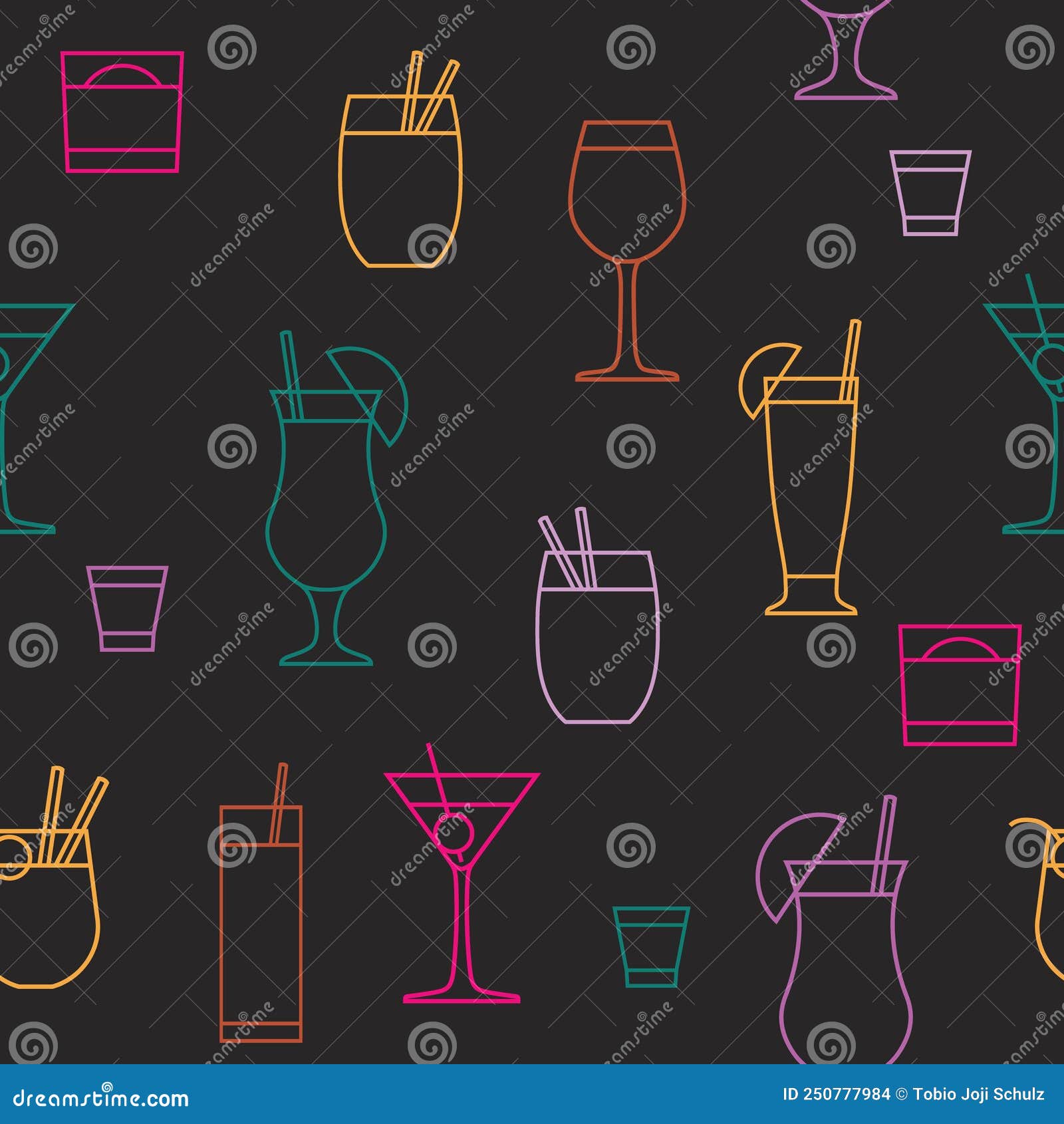 Seamless Cocktail Drink Pattern Stock Vector - Illustration of martini ...