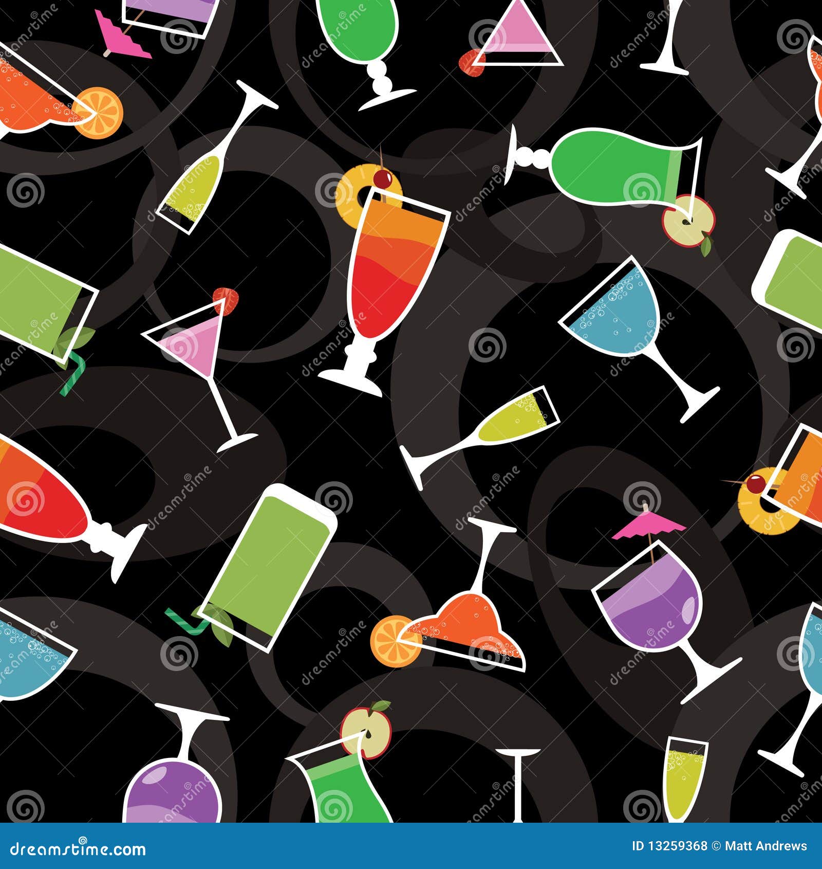 Seamless cocktail pattern stock vector. Illustration of seamless - 13259368