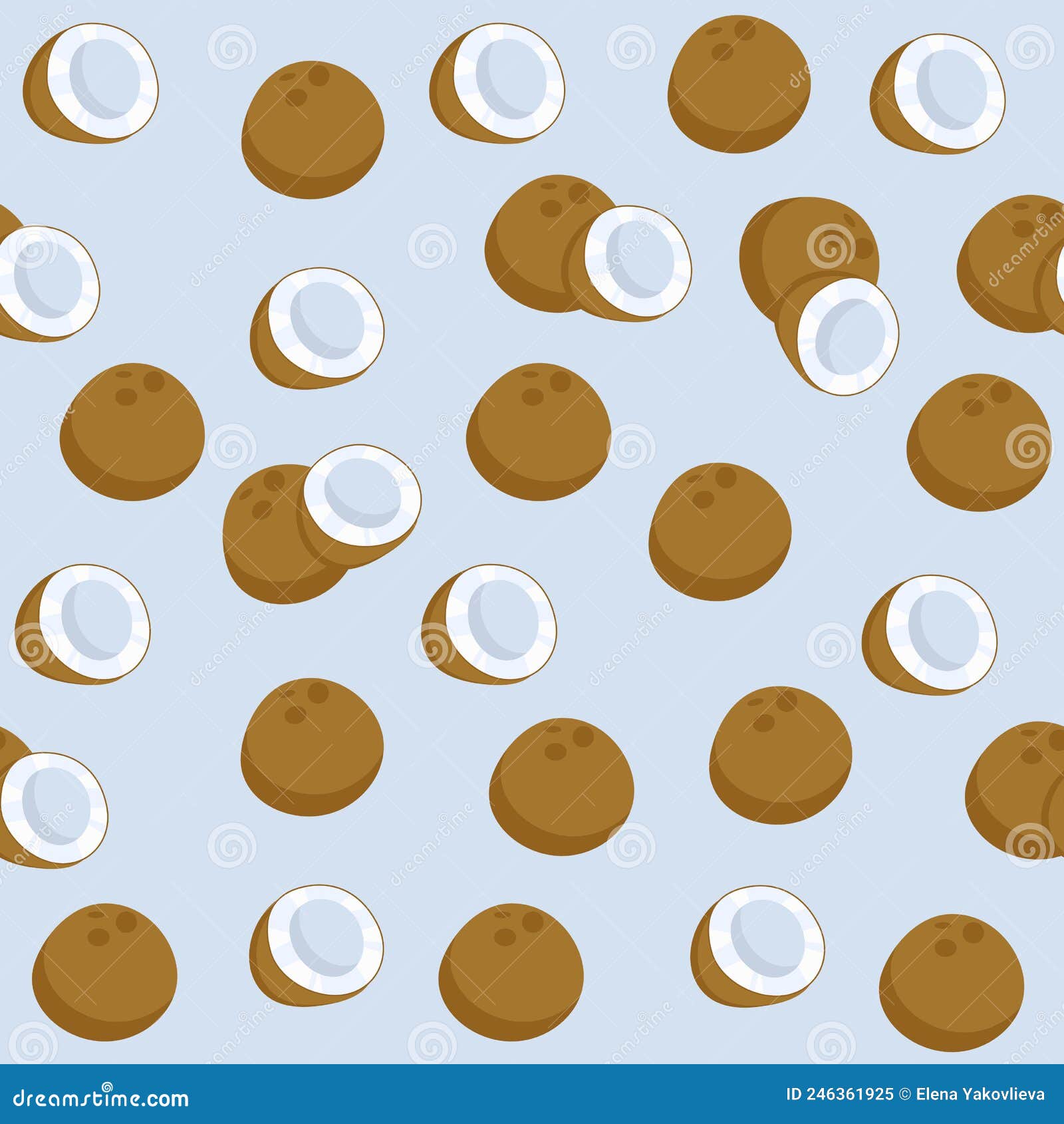 Seamless Coconut Pattern. Fruit Stock Vector - Illustration of green ...