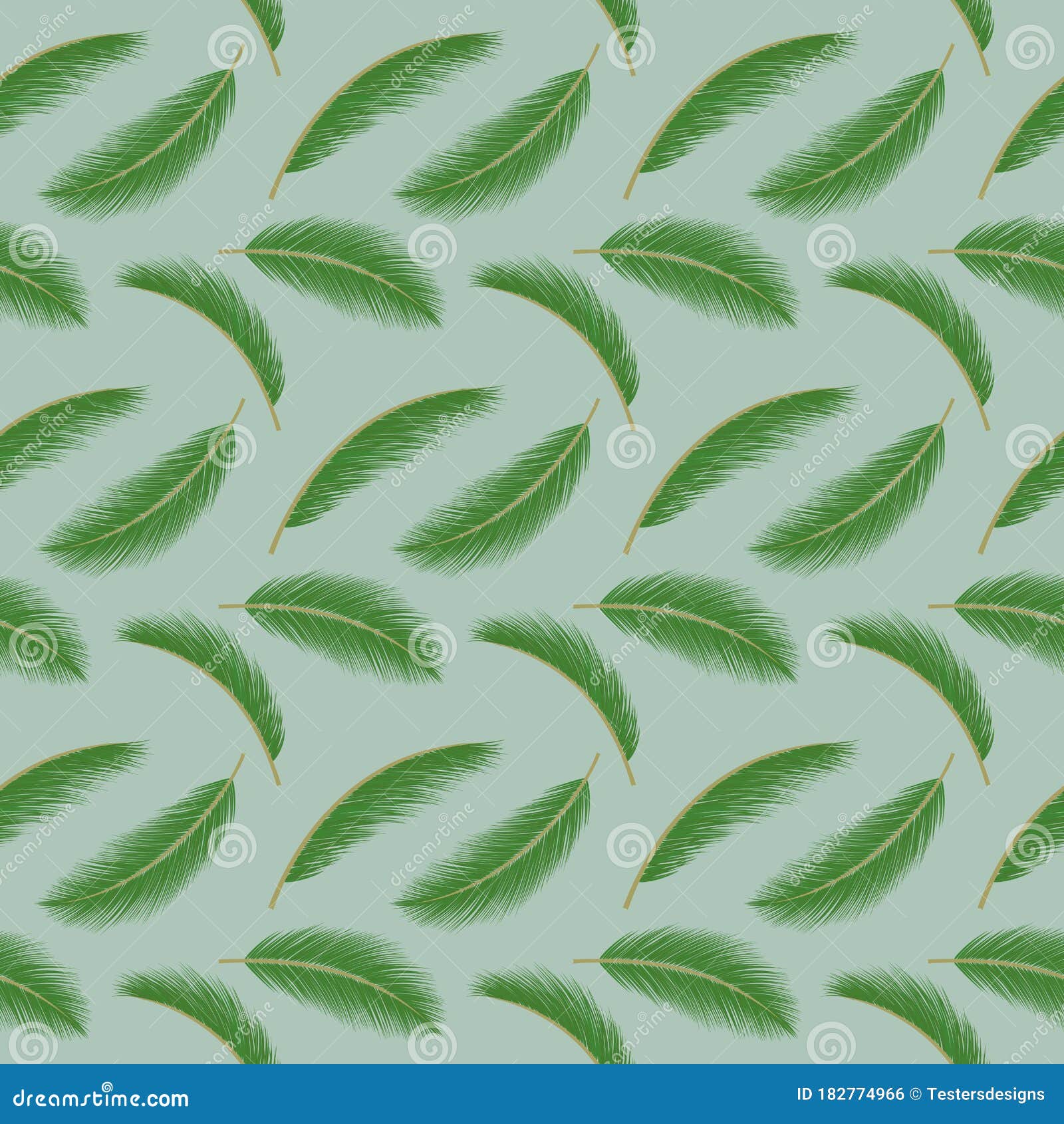 Seamless Coconut Tree Leaves Pattern. Palm Leaves Vector Illustration ...