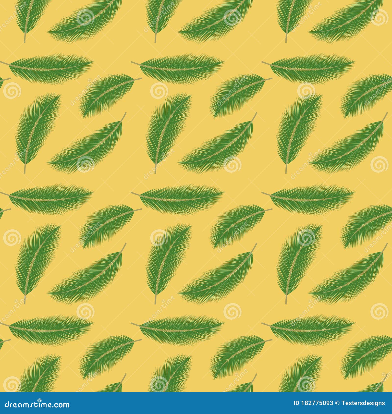 Seamless Coconut Tree Leaves Pattern. Palm Leaves Vector Illustration ...