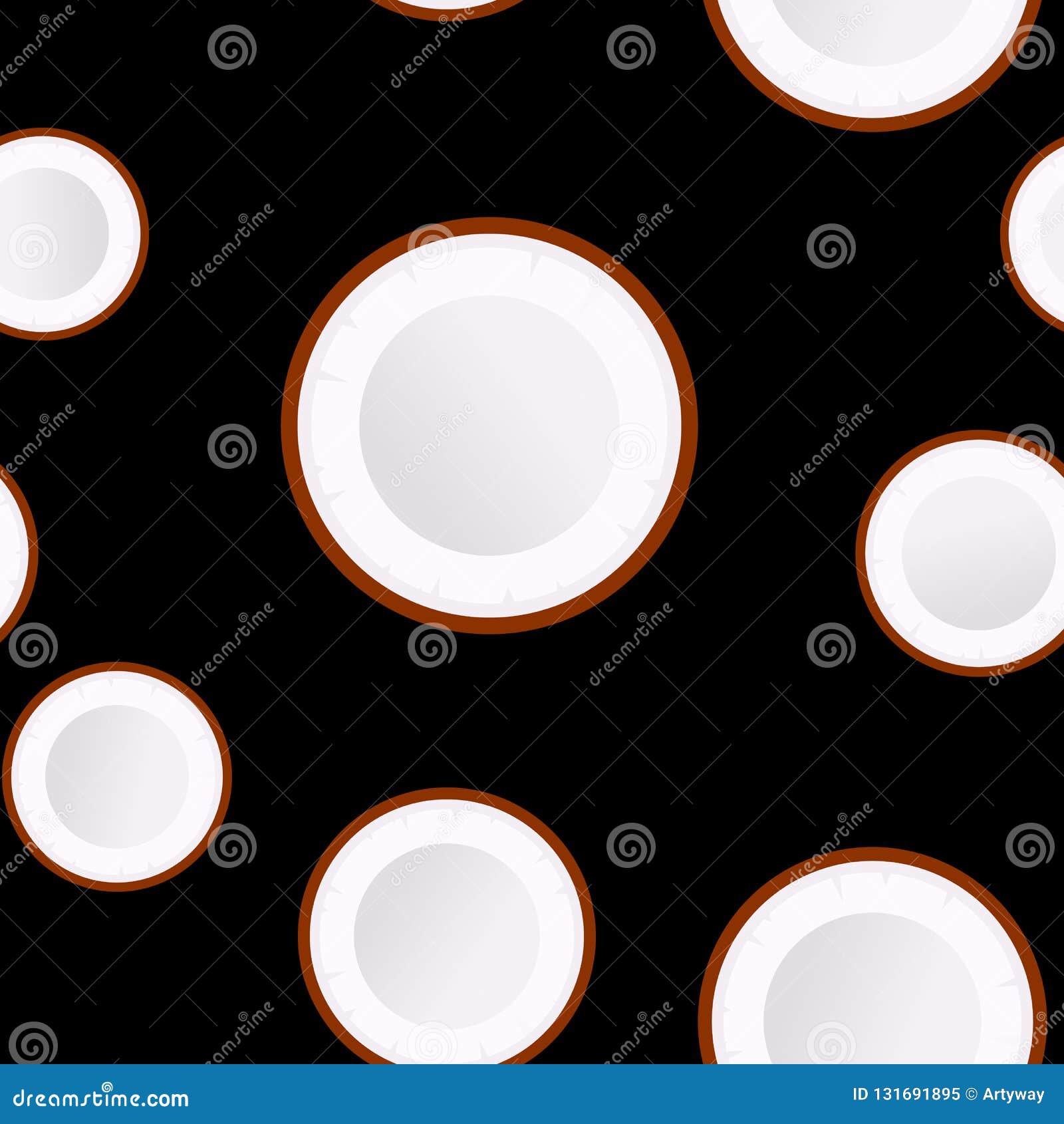 Seamless Coconut Vector Pattern. Minimalistic Food Background. Vitamins ...