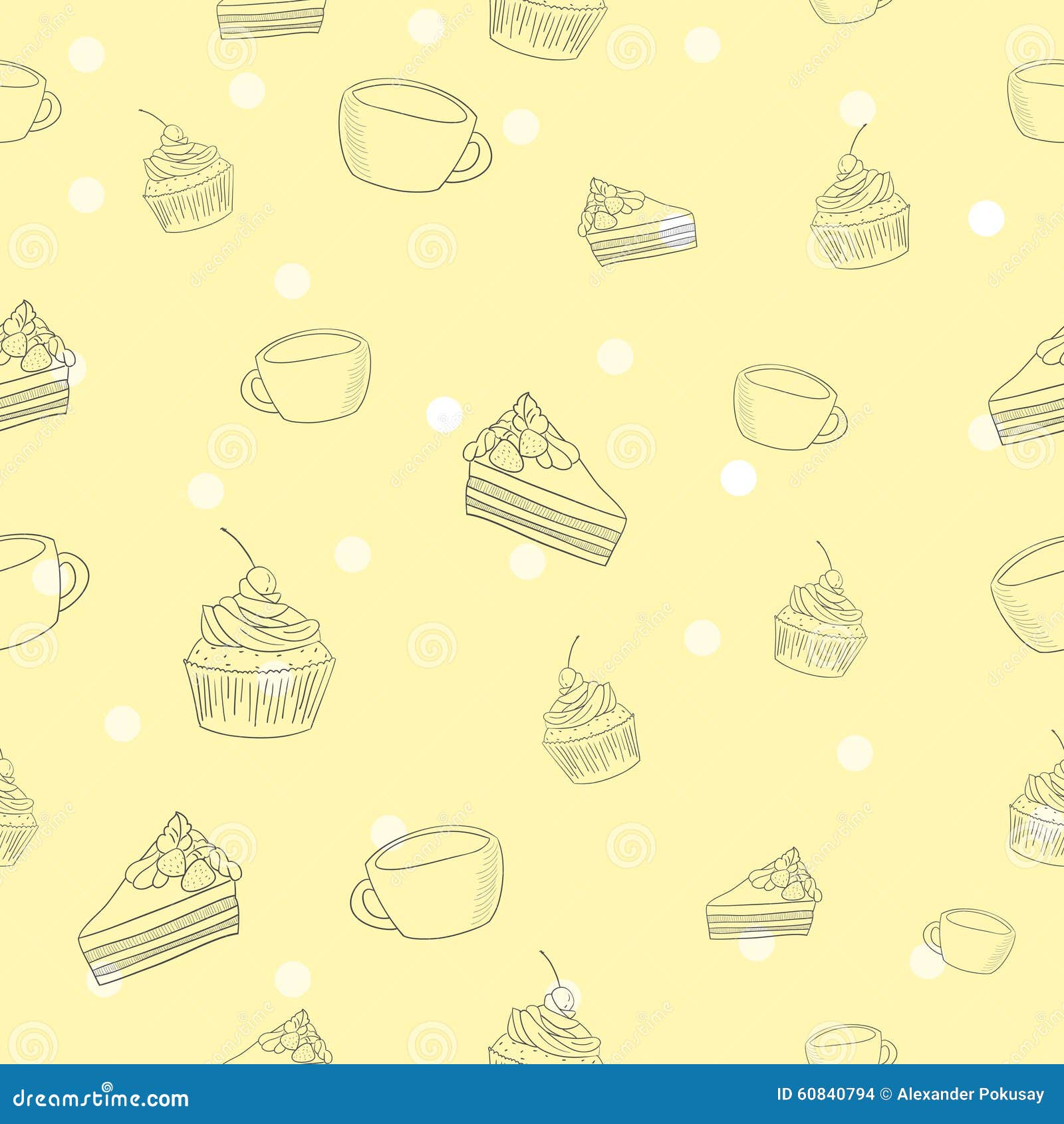 Seamless Coffee and Cake Pattern Vector Stock Vector - Illustration of ...