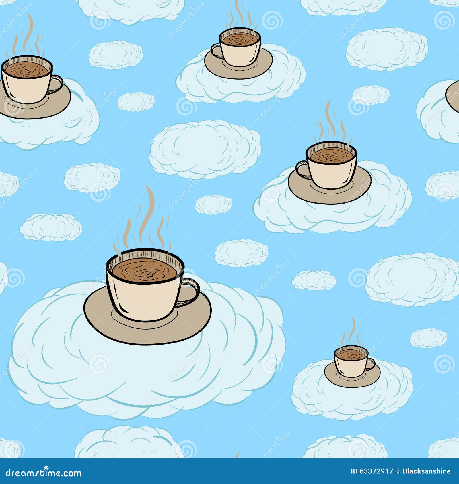 Seamless Coffee On Clouds Stock Vector - Image: 63372917