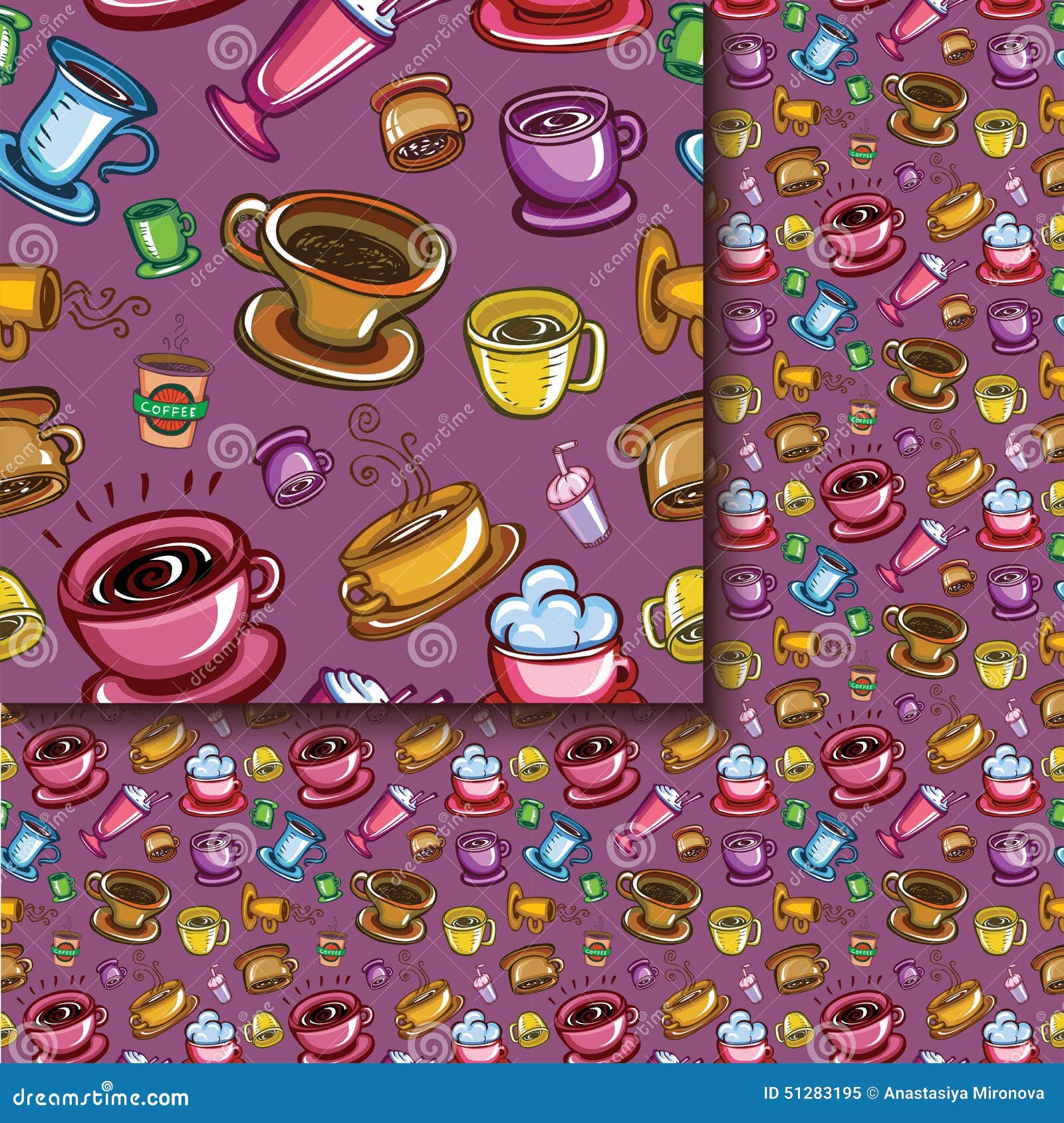 Seamless Coffee Cups Pattern Stock Vector - Illustration of abstract ...