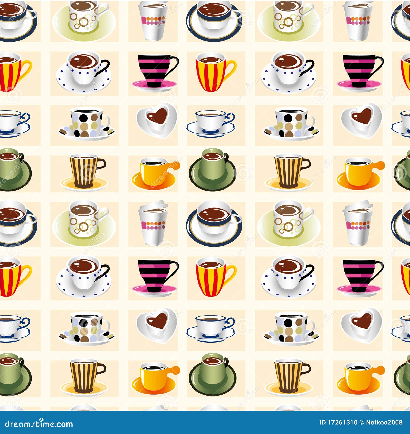 Seamless coffee pattern stock vector. Illustration of croissant - 17261310