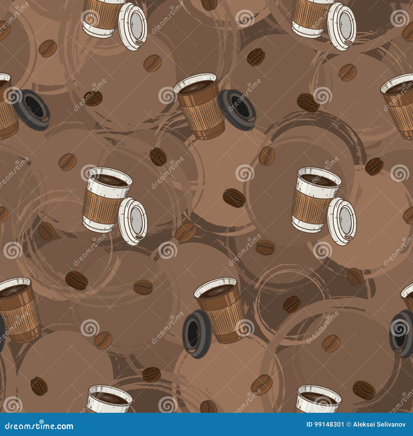 Seamless Coffee Pattern with Coffee Beans and Coffee Cup for Textile ...