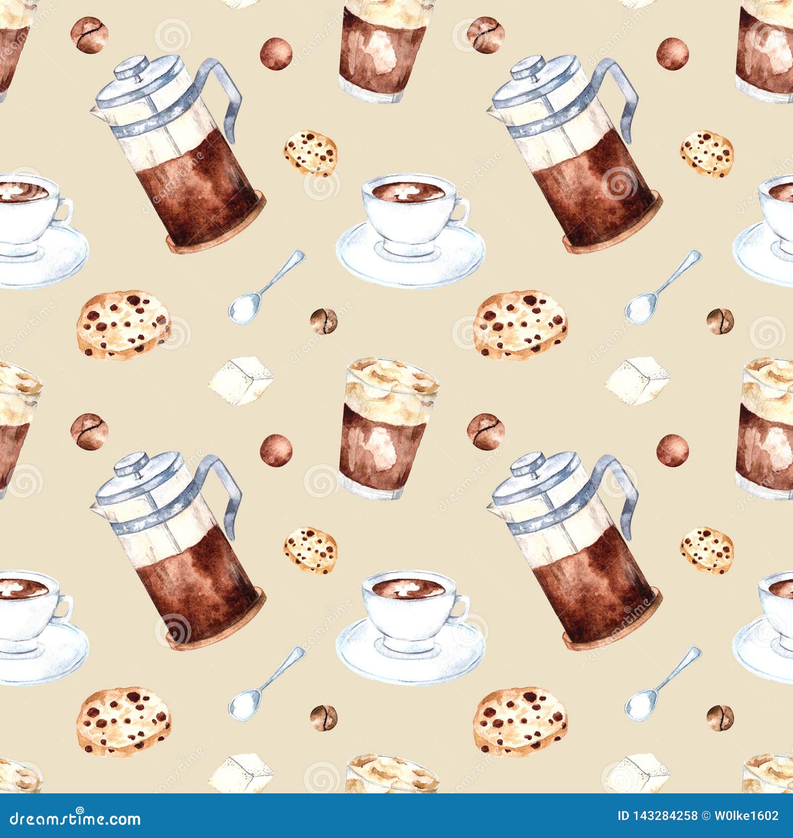 Seamless coffee pattern stock photo. Image of flofers - 143284258
