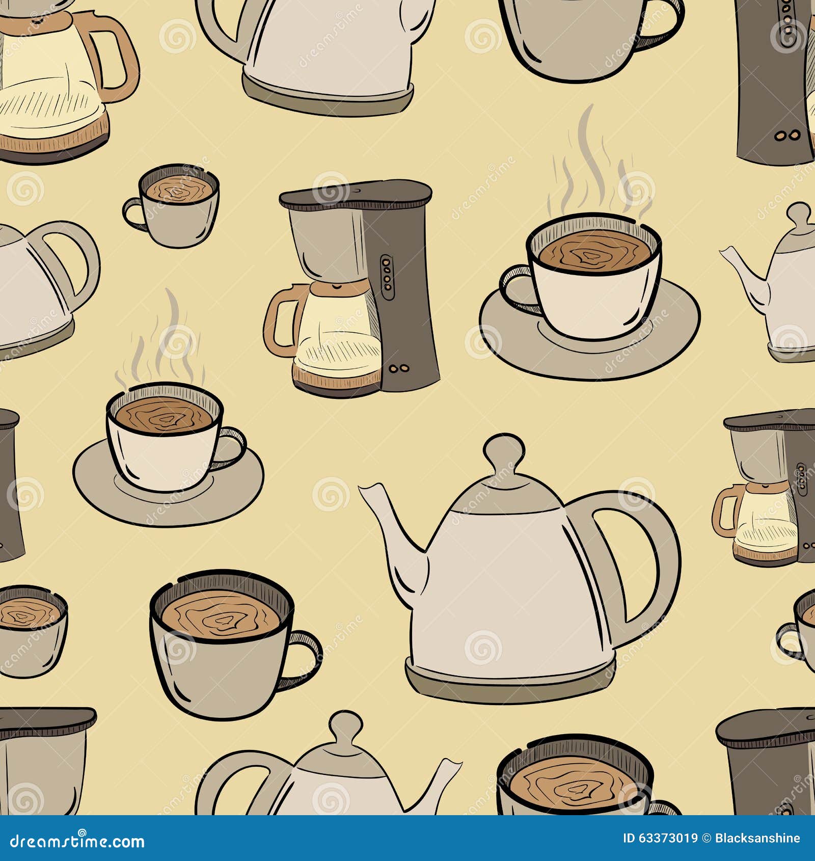 Seamless coffee texture stock vector. Illustration of color - 63373019